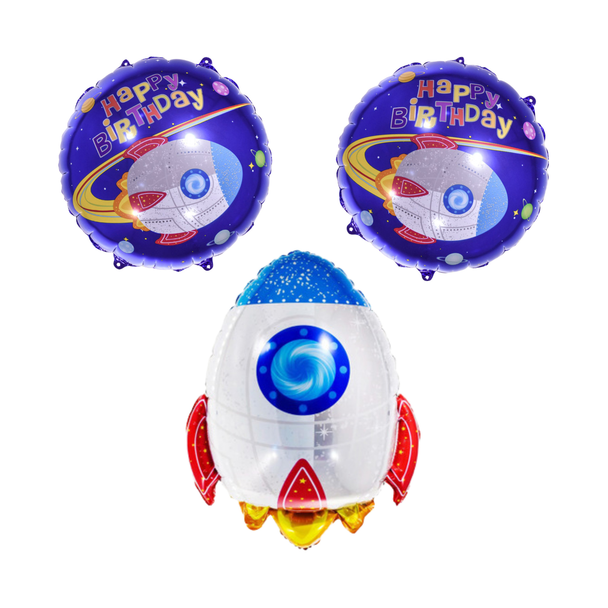 Rocket and Space-Themed Happy Birthday Balloon Set for Kids Party ...