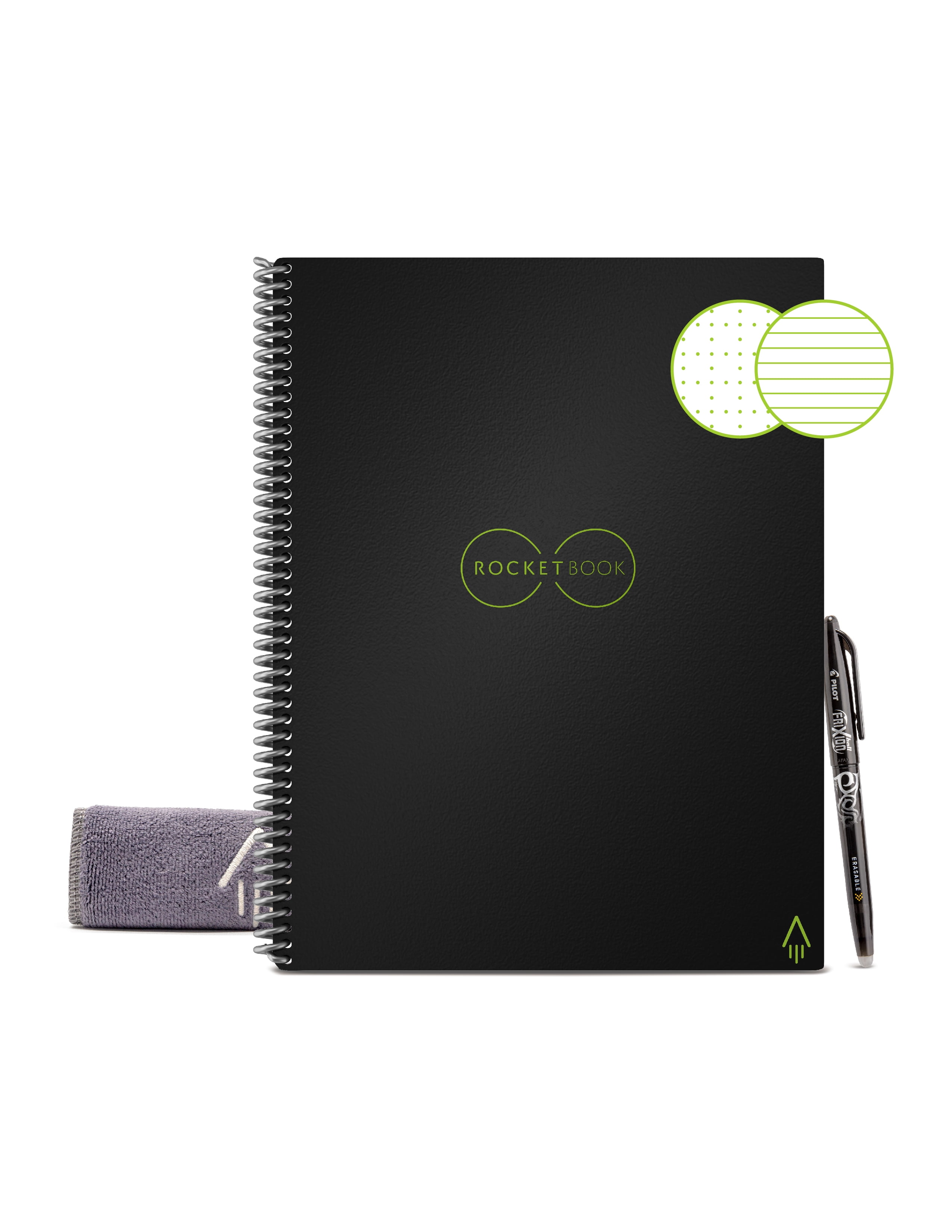 Rocketbook Core Smart Spiral Notebook, Dot-Grid and Lined Pages, 32 ...