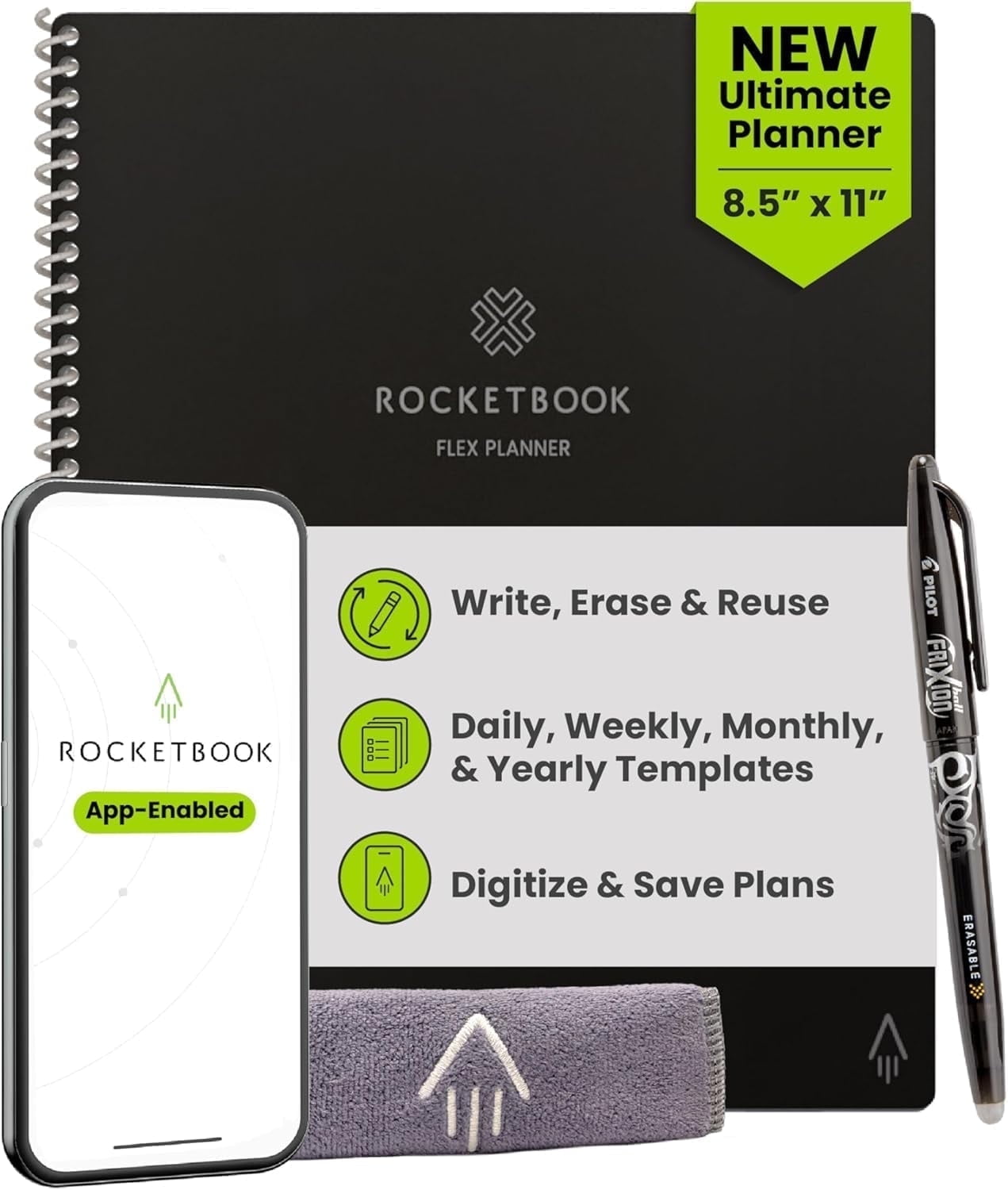 Rocketbook Reusable Flex Planner - Daily, Weekly, Monthly, Annual ...