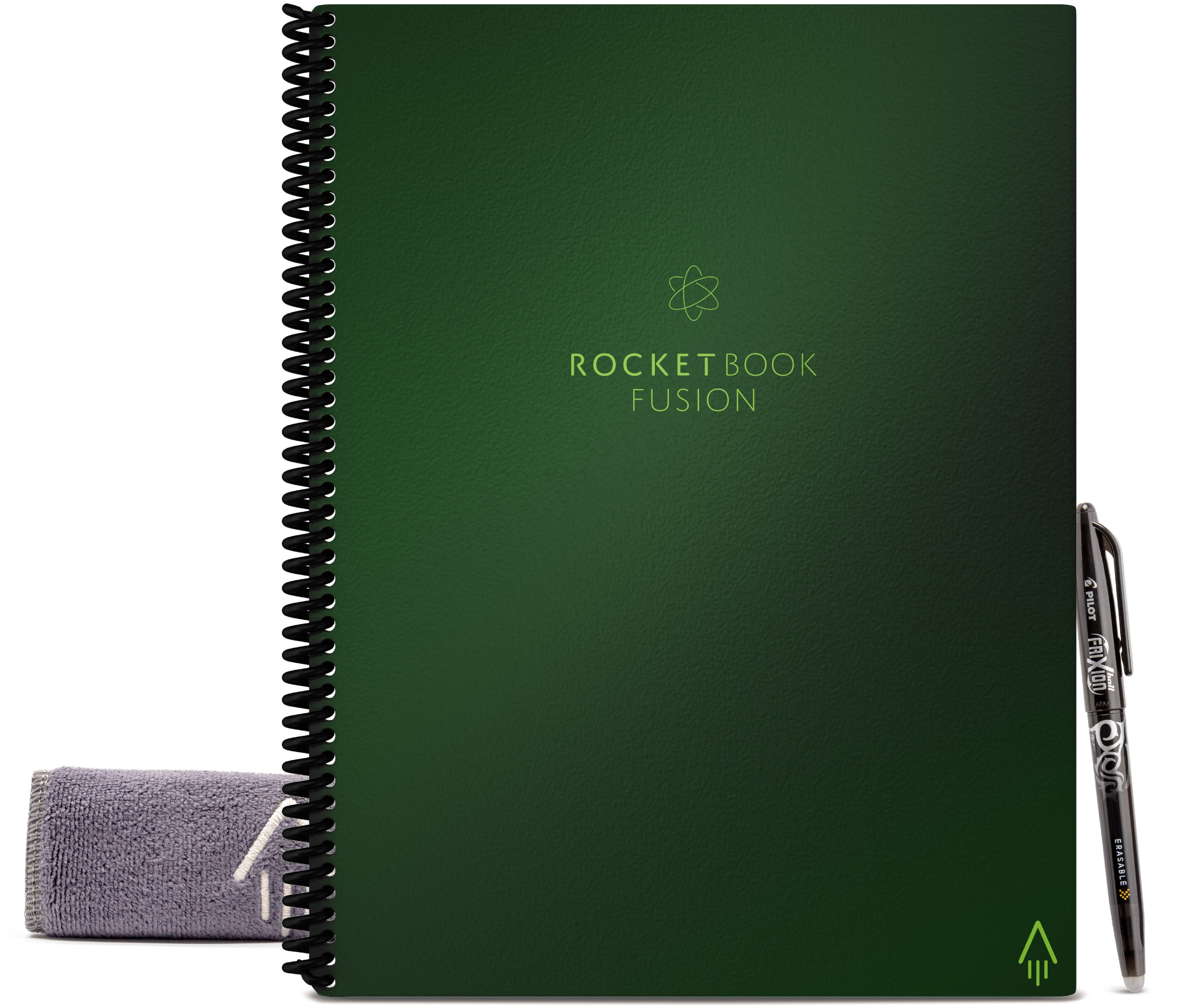 Rocketbook Fusion Smart Reusable Notebook Green Letter Size Lined Includes Pen And Cloth