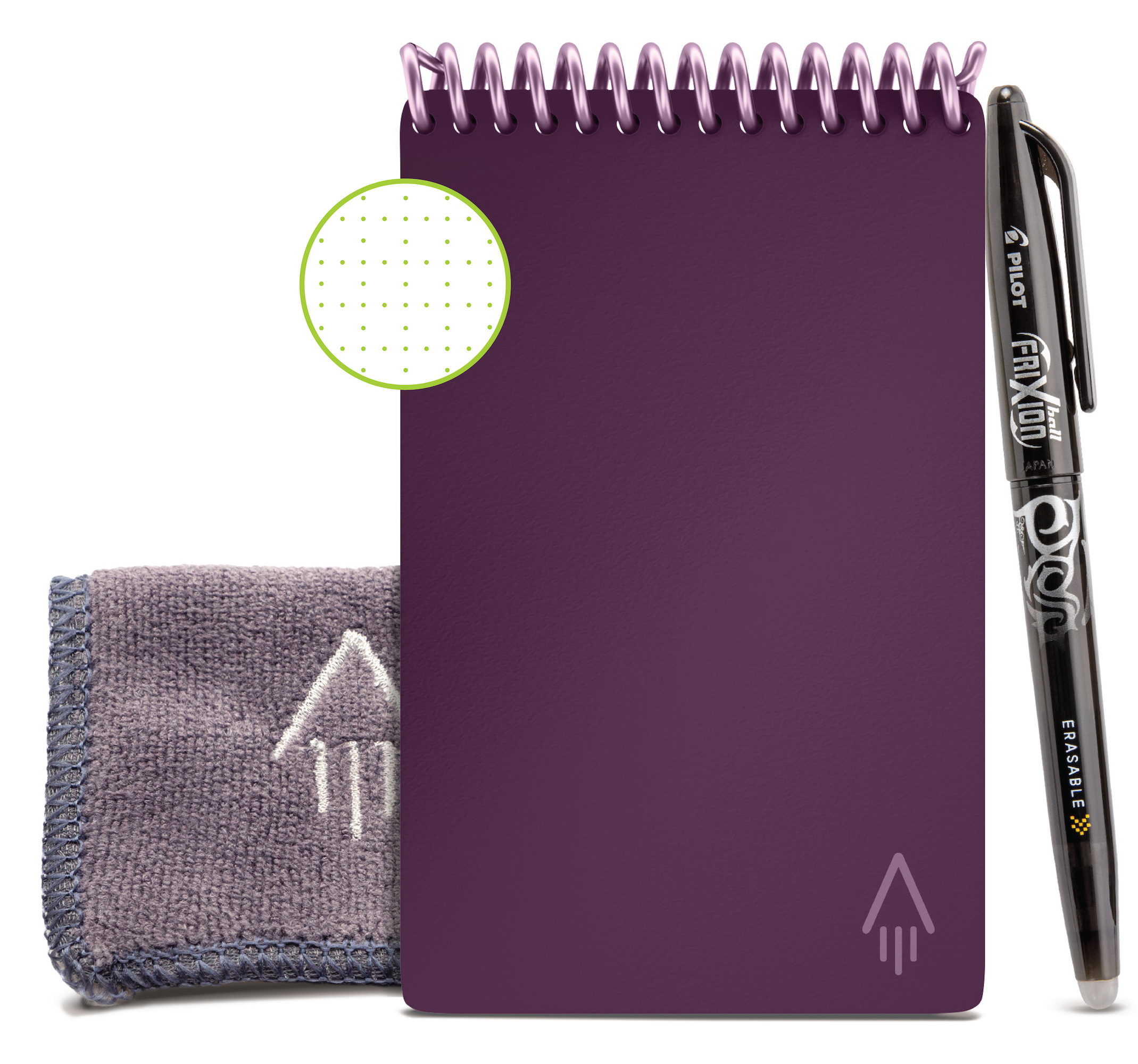 Rocketbook Dot-Grid Notepad with Pilot FriXion Pen, 3.5"" x 5.5"", Plum ...