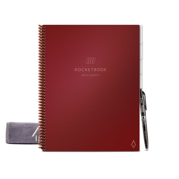 Rocketbook Reusable Multi-Subject Notebook, 70 Erasable Lined Pages, 8. ...