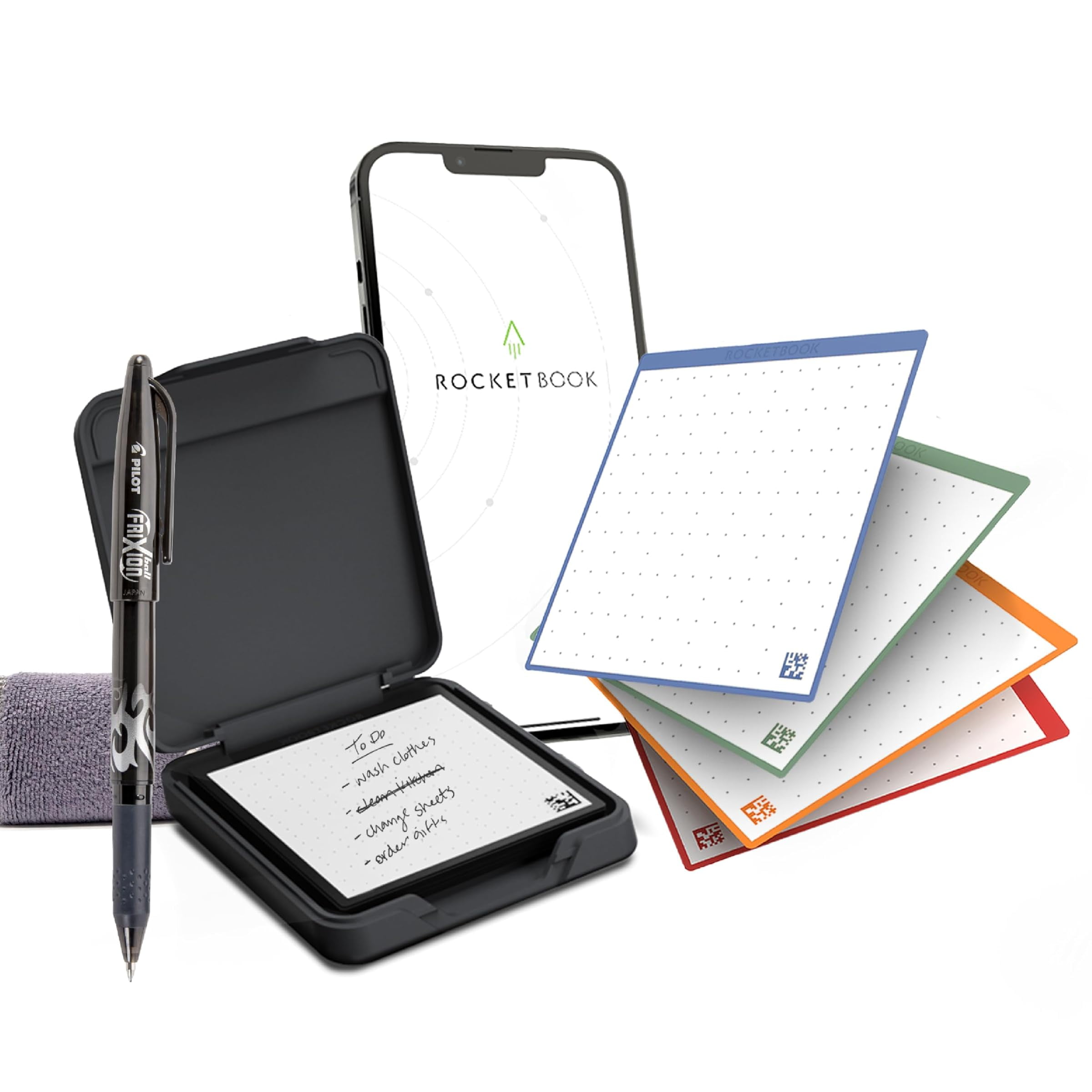 Rocketbook Reusable Sticky Notes with Storage Case, Pen, and Towel ...