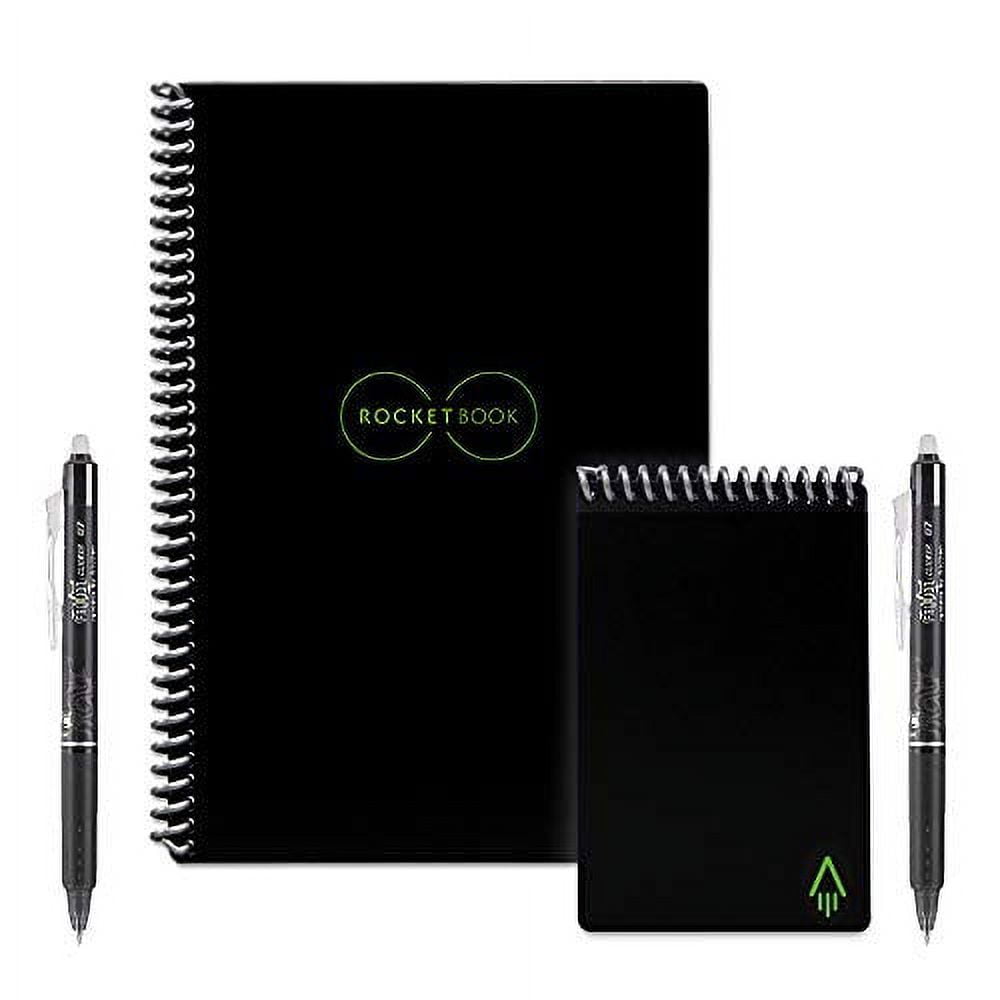 Rocketbook Smart Reusable Notebooks with 2 Pilot Frixion Pens - Black ...
