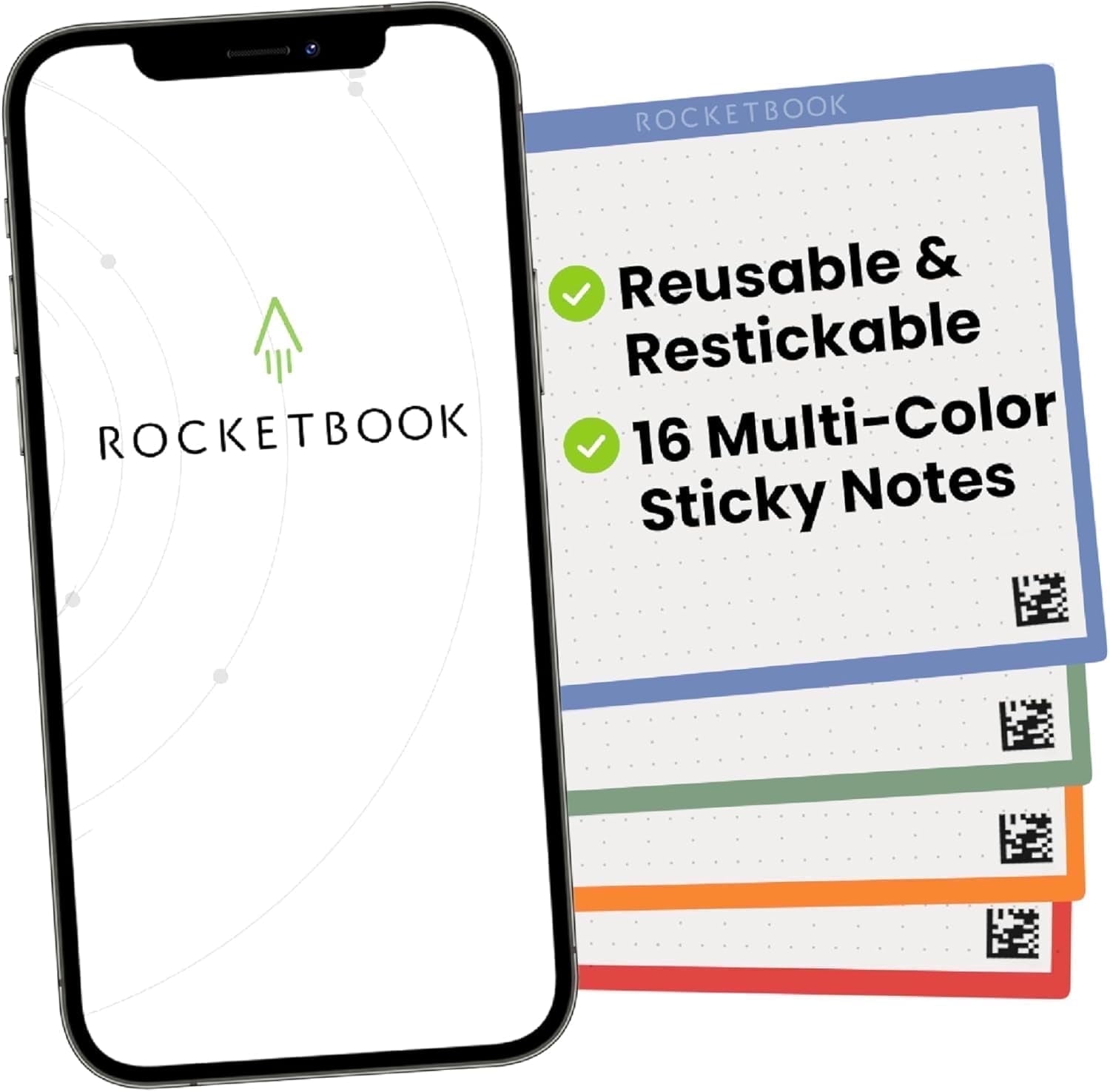 Rocketbook Reusable Sticky Notes Erasable Memo Pads Reminders ...