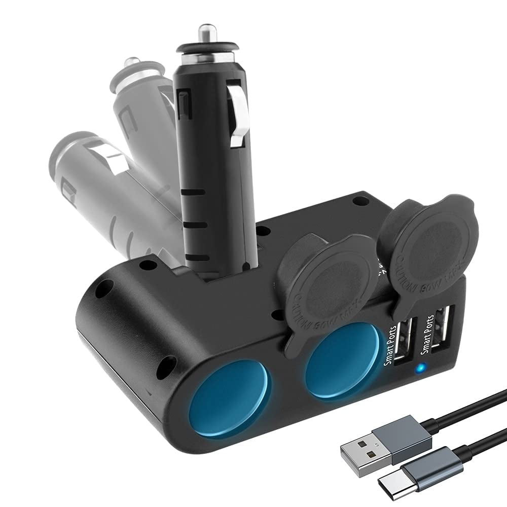 Rocketek 2 USB 2 Socket Car Cigarette Lighter Adapter Combine Dual 12V ...