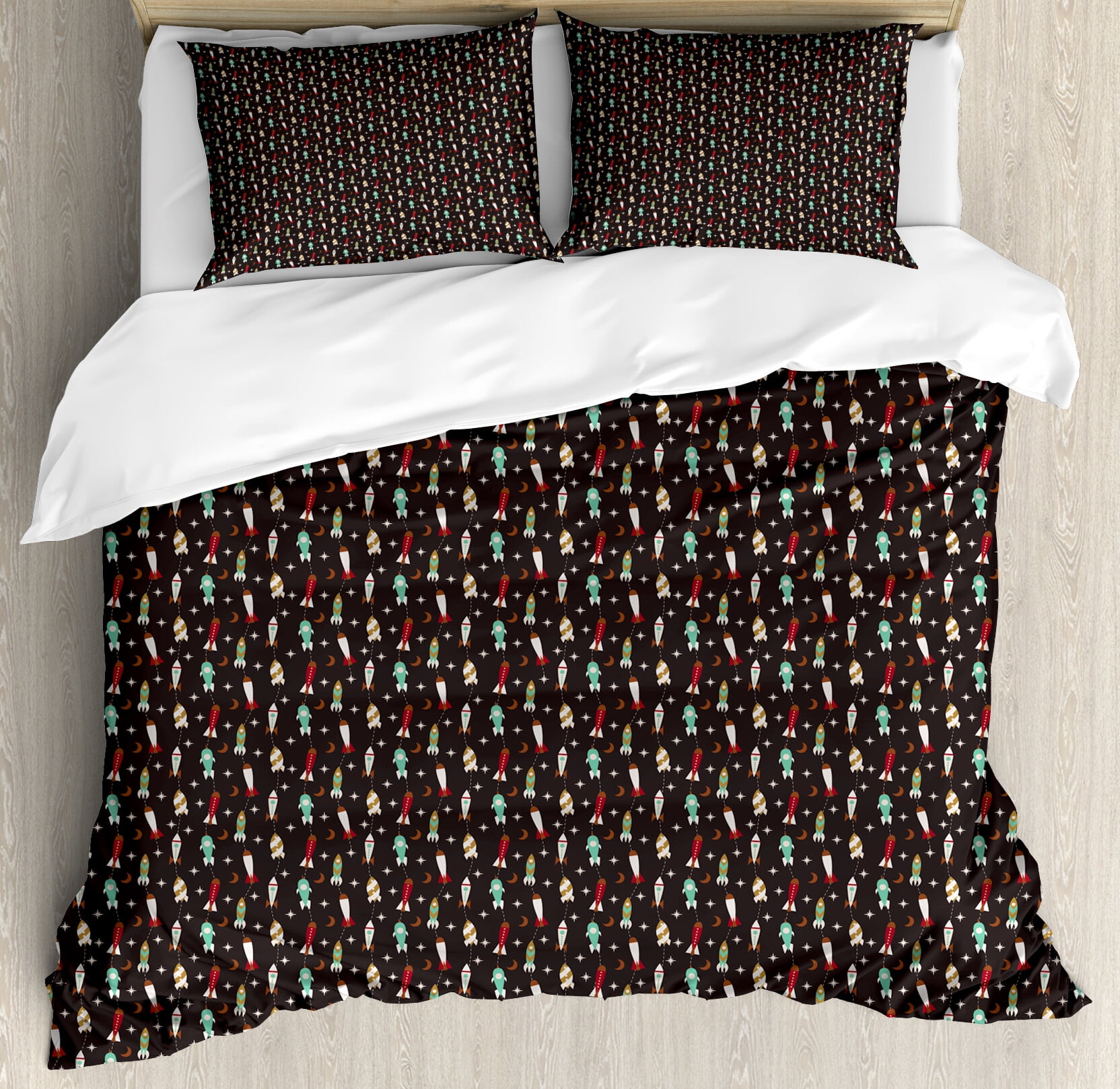Rockets Duvet Cover Set, Continuous Stars Space Galaxies Science ...