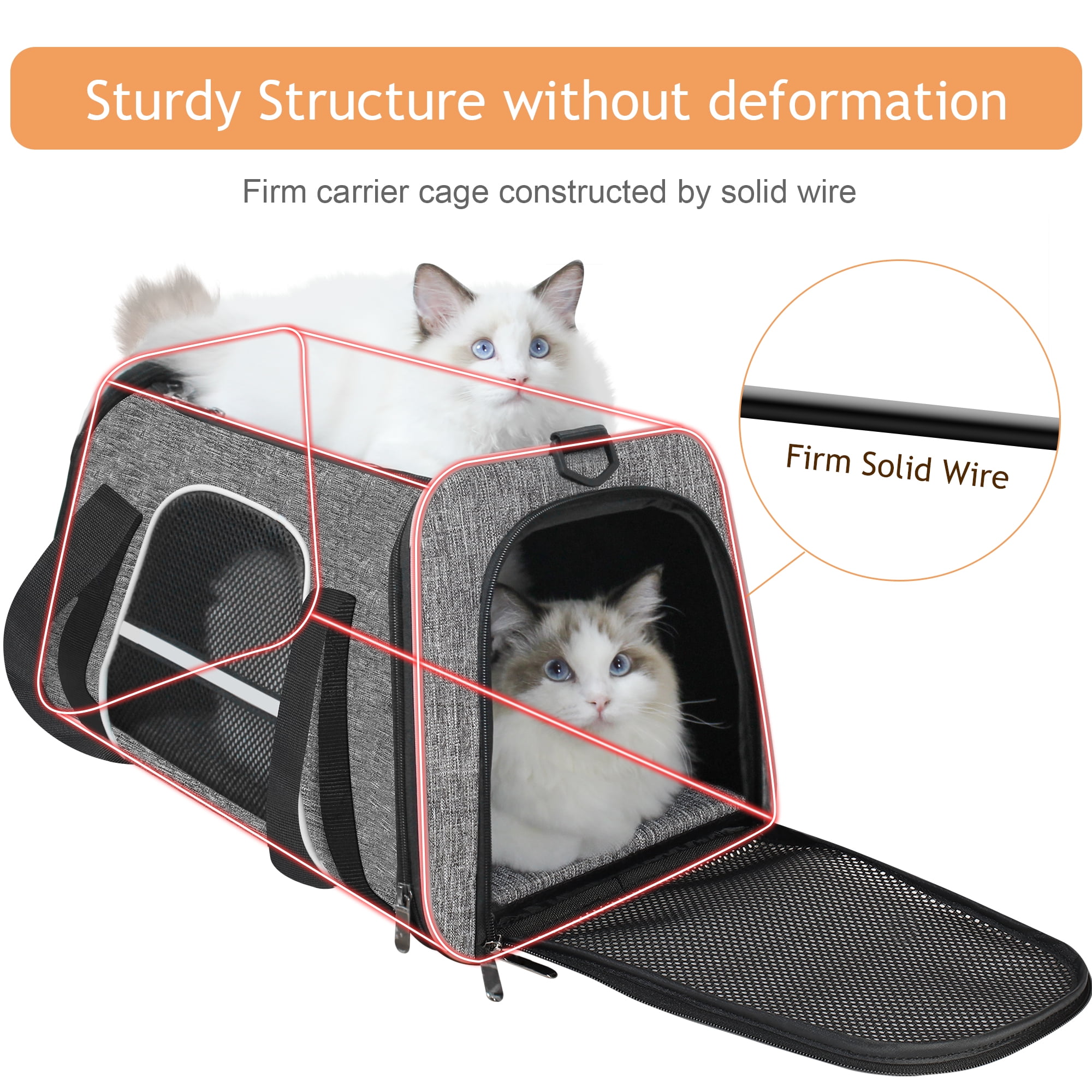 Rockever Soft Cat Carrier with Top Mesh Window - Pet Carrier Breathable ...