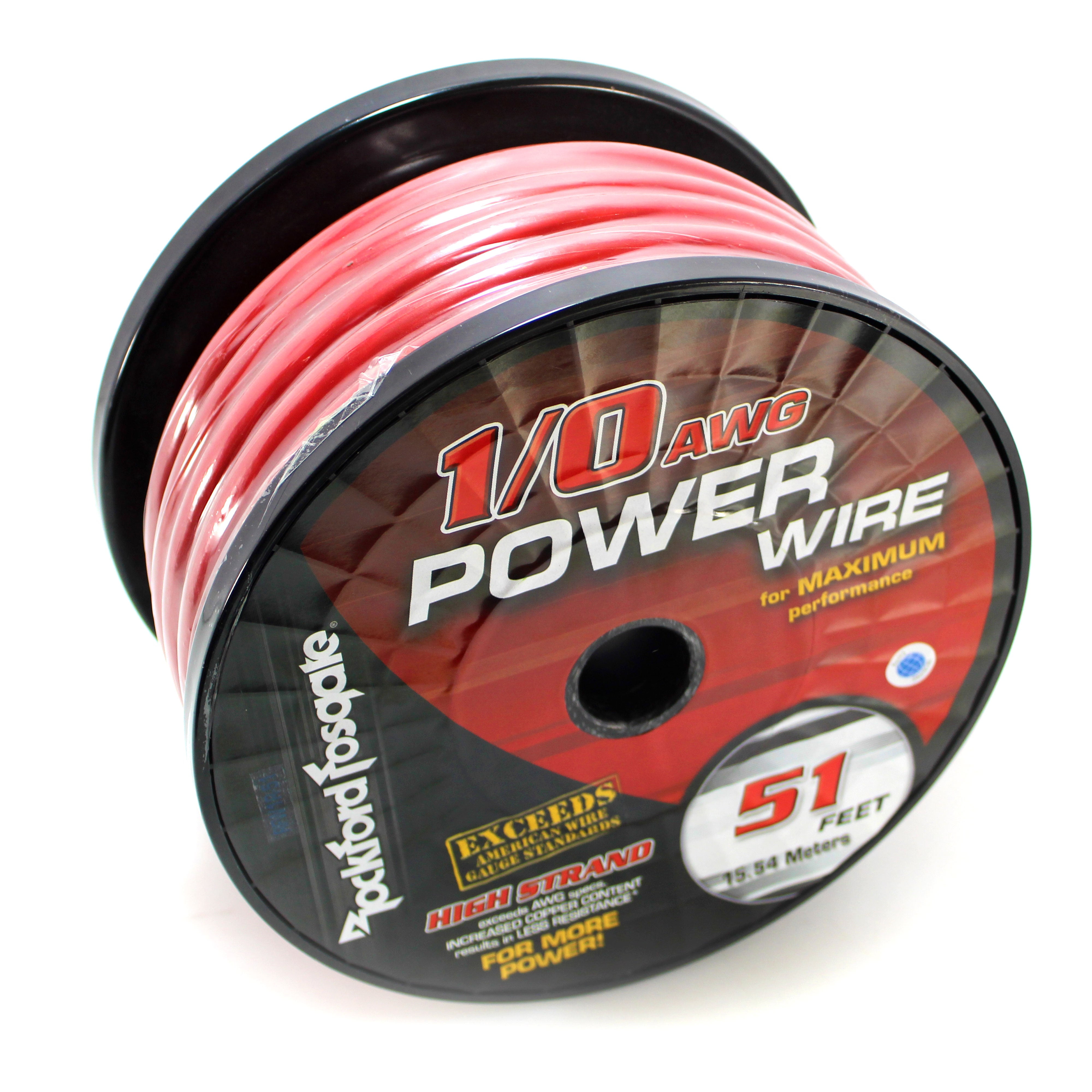 Rockford 1/0 AWG Pure Crystal-OFC Frosted Red/Black Power Ground Wire ...