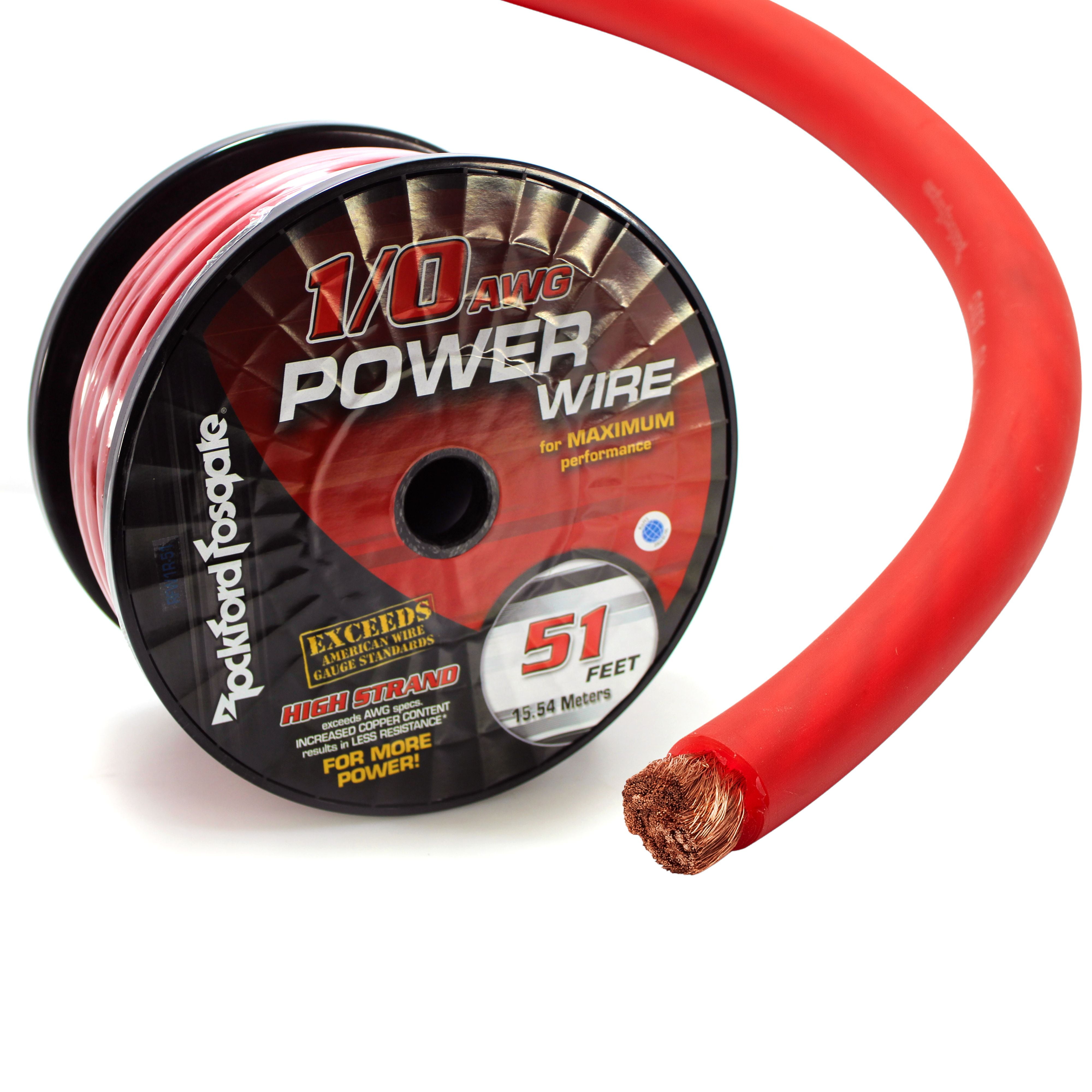 Rockford Fosgate 0 AWG 100% Oxygen Free Copper Power/Ground Wire Red ...