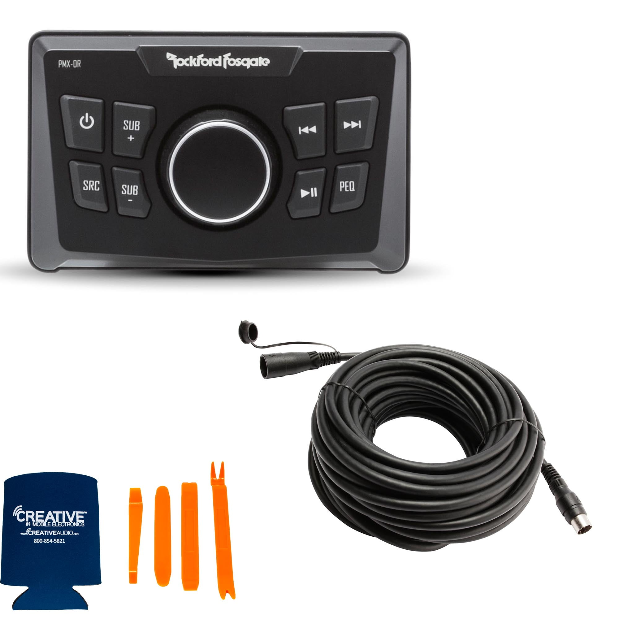 Rockford Fosgate 1 PMX-0R Ultra-Compact Wired Remote and a PMX50C 50 FT ...