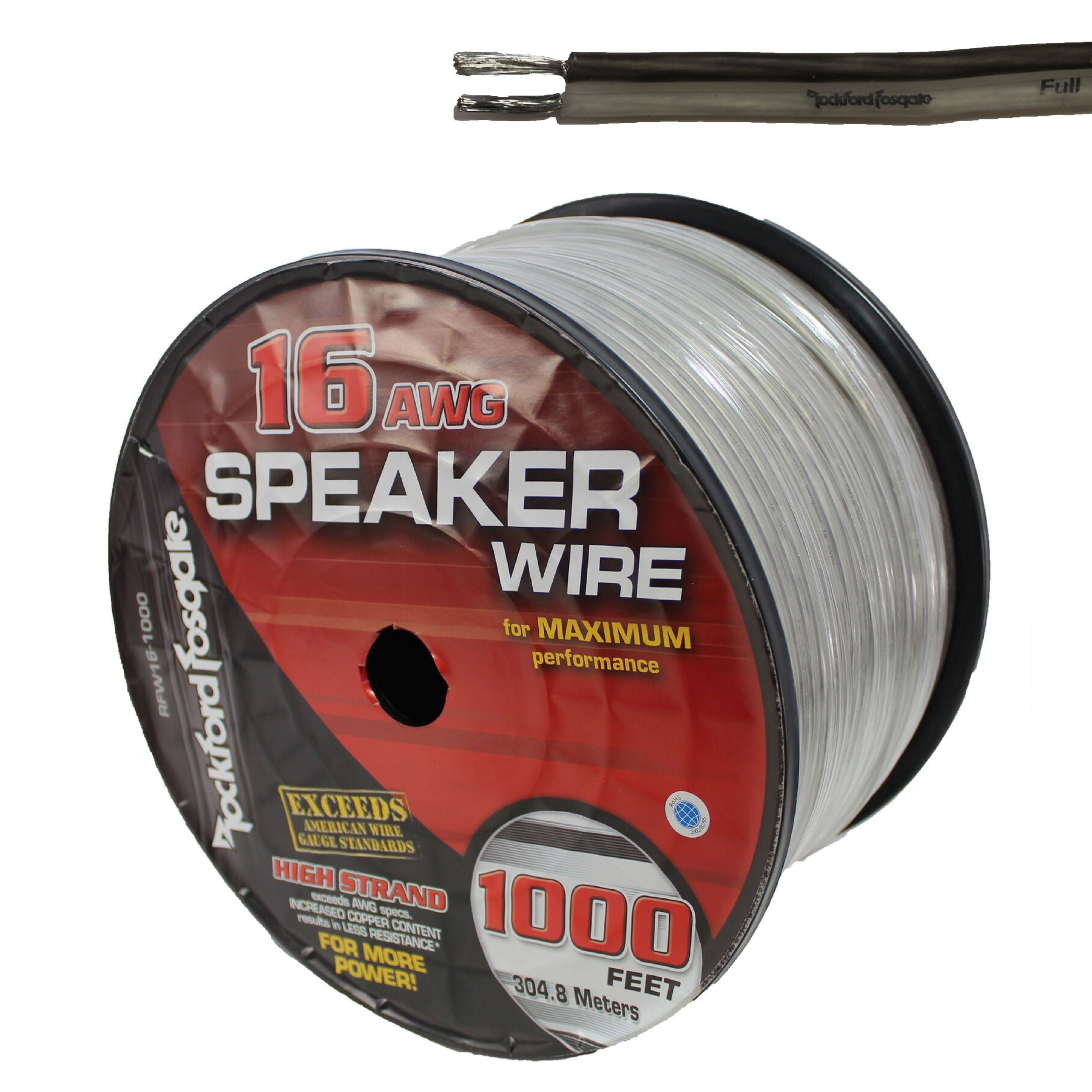 Rockford Fosgate 16 AWG 100% Oxygen Free Copper Speaker Wire Silver ...