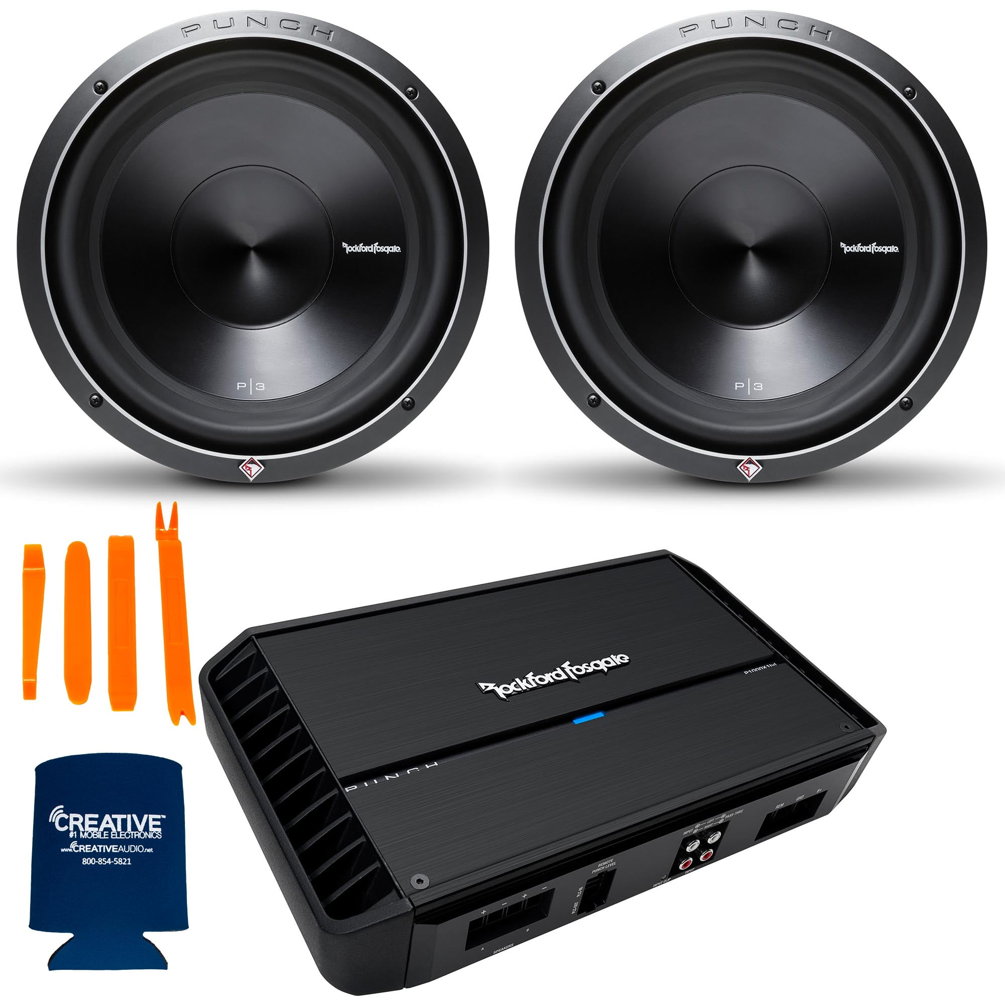 Rockford Fosgate 2 P3D4-12 Punch P3 Dual 4-Ohm 12" Subwoofers and 1 ...