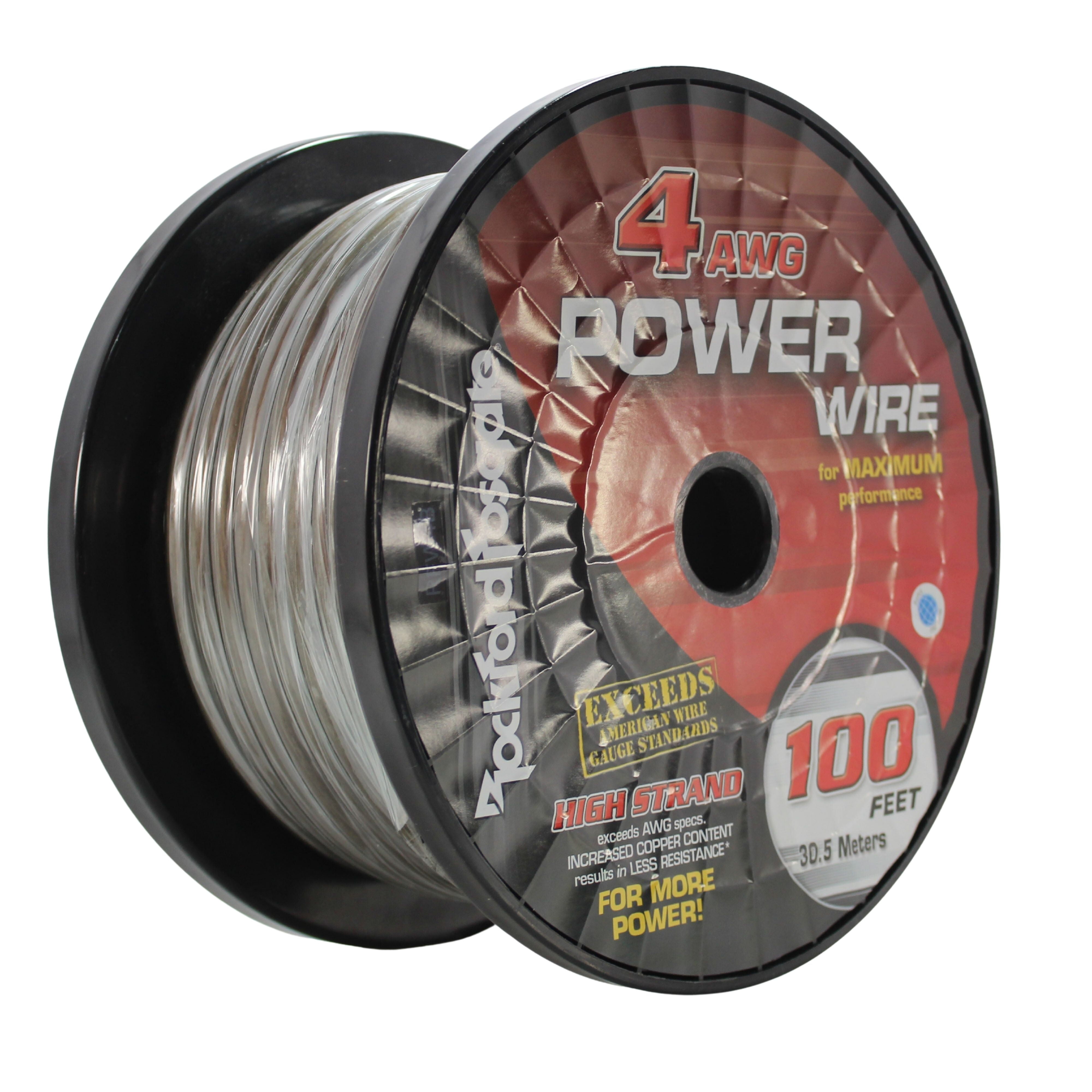 Rockford Fosgate 4 AWG 100% Oxygen Free Copper Power/Ground Wire Black ...