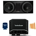 Rockford Fosgate P1-2X10 Punch Series Dual 10" Loaded Enclosure with a R2-500X1 Prime Series ...