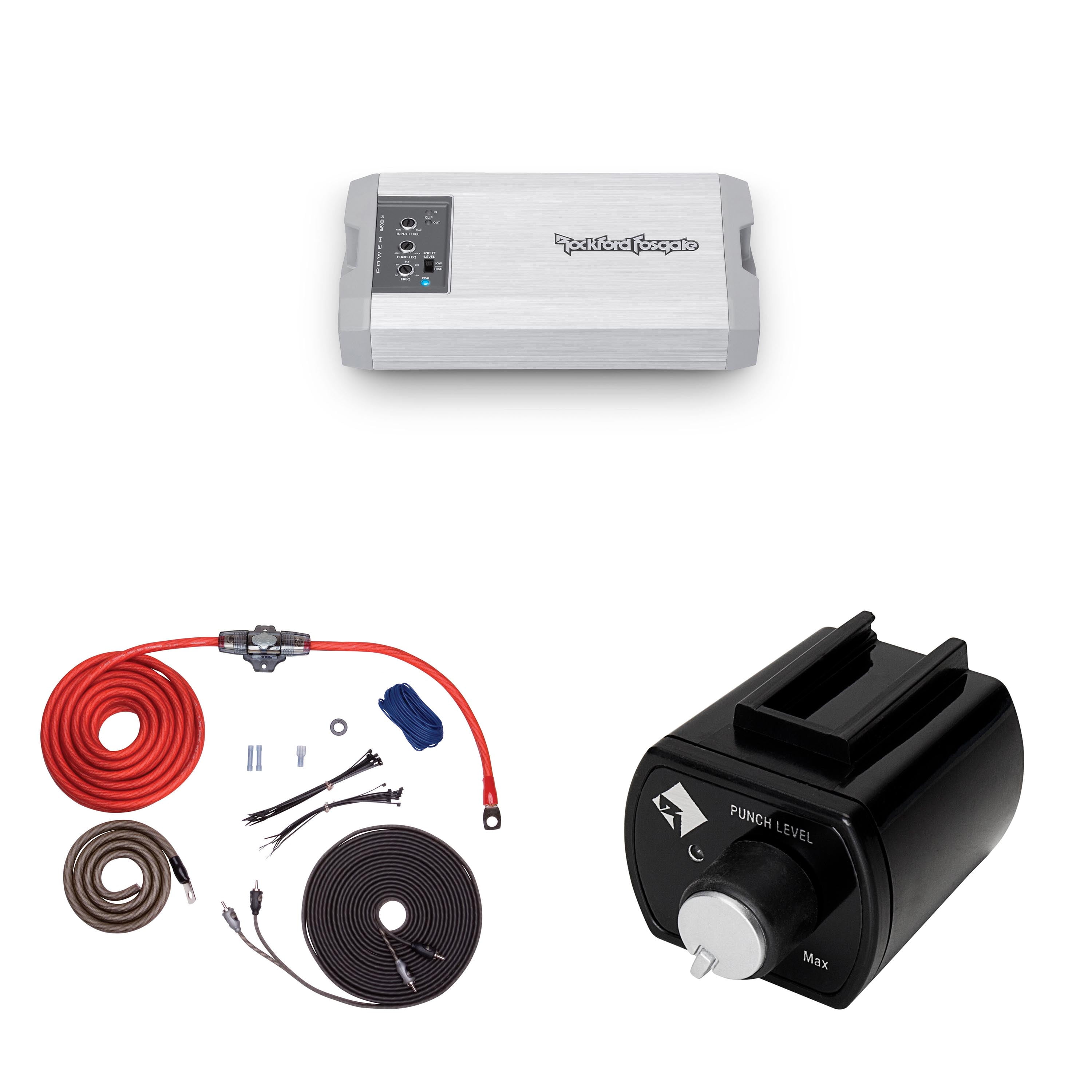 Rockford Fosgate TM1000X5AD 5 Channel Marine Amplifier with RFK4I Power Interconnect Amp Kit and ...