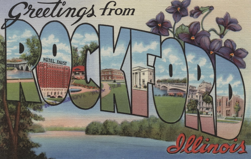 Rockford, Illinois, Large Letter Scenes (9x12 Wall Art Print, Home ...