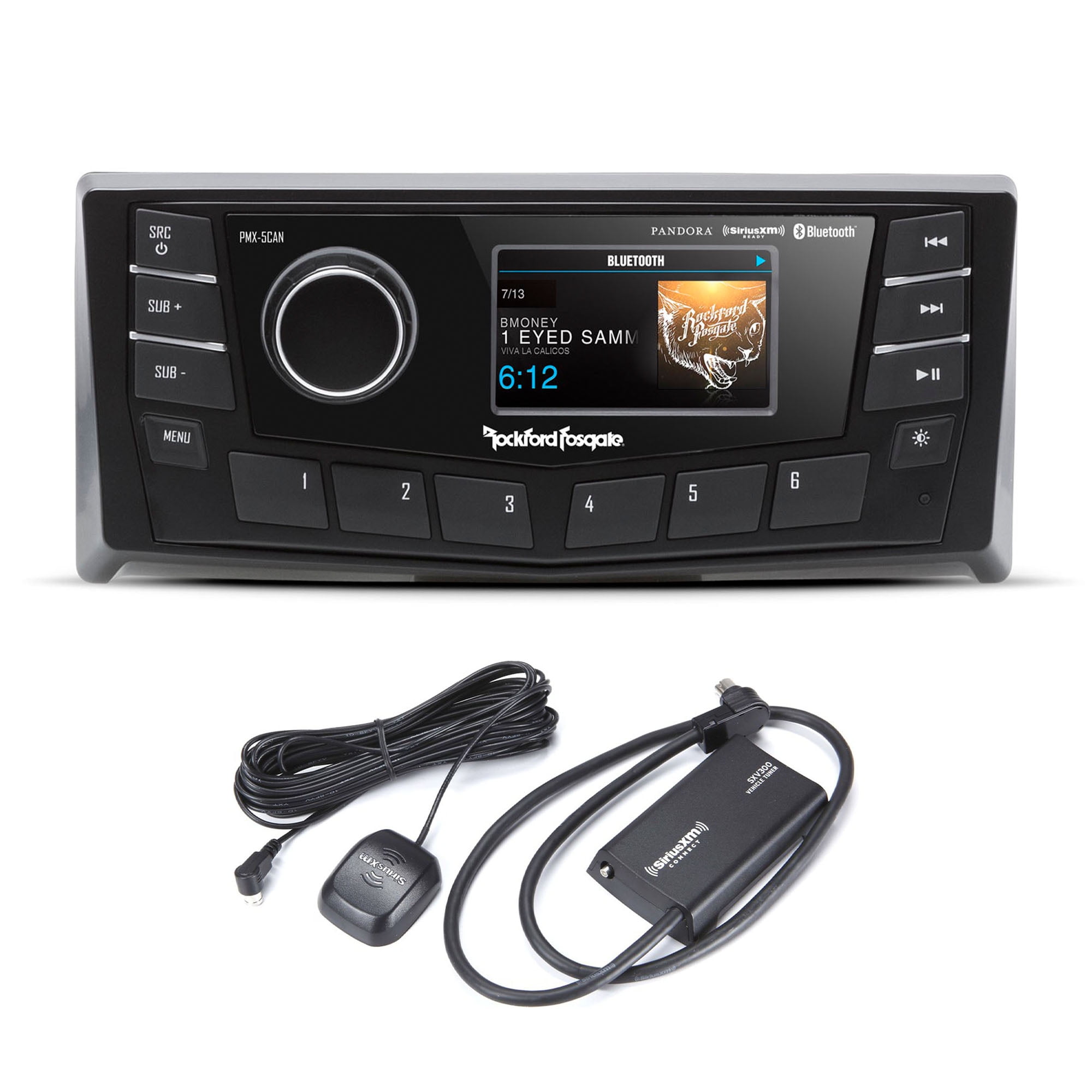 Rockford PMX-5CAN 2.7” Marine Wet Bonded Ipx6 Color Media Receiver ...