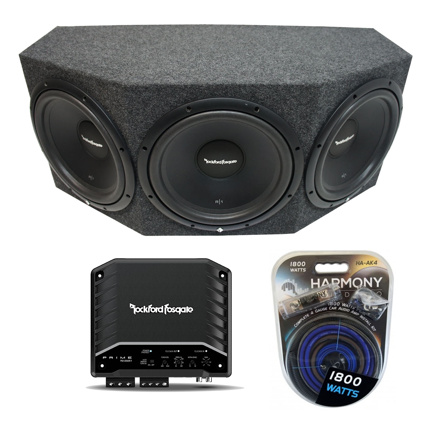 Rockford Prime R1S410 Triple 10" Subwoofer Loaded 1500 Watt Sub Box R2 ...