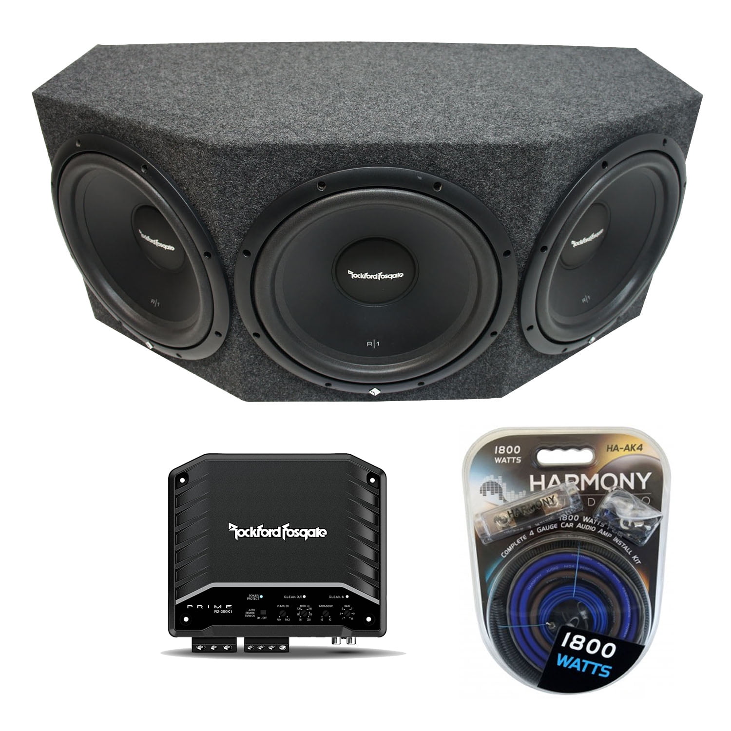 Rockford Prime R1S412 Triple 12" Subwoofer Loaded 1800 Watt Sub Box R2 ...