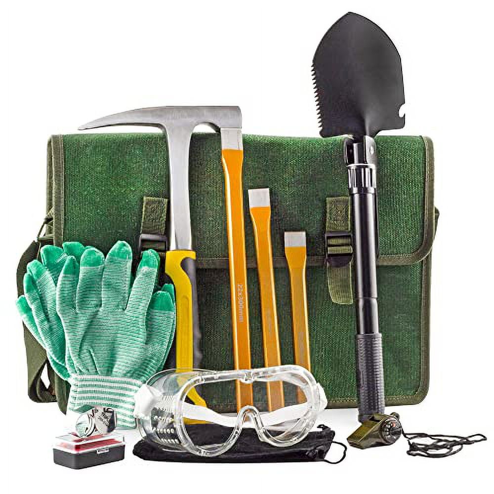 Rockhound & Rock Mining Kit (Deluxe 15-Piece Set); Rockhound Set ...
