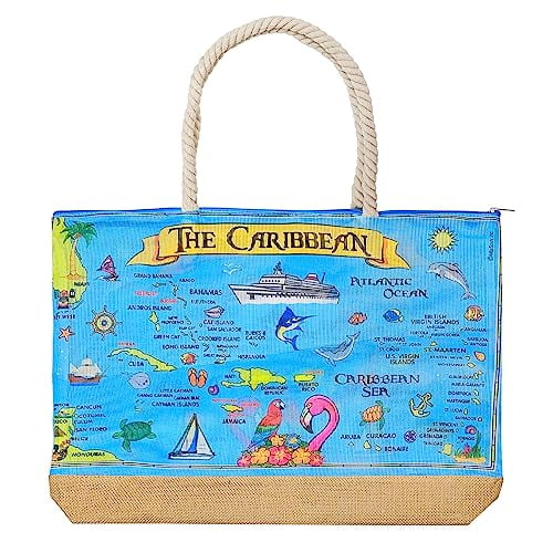 Rockin Caribbean Souvenirs Gifts Beach Bags for Women, Mesh Oversized ...