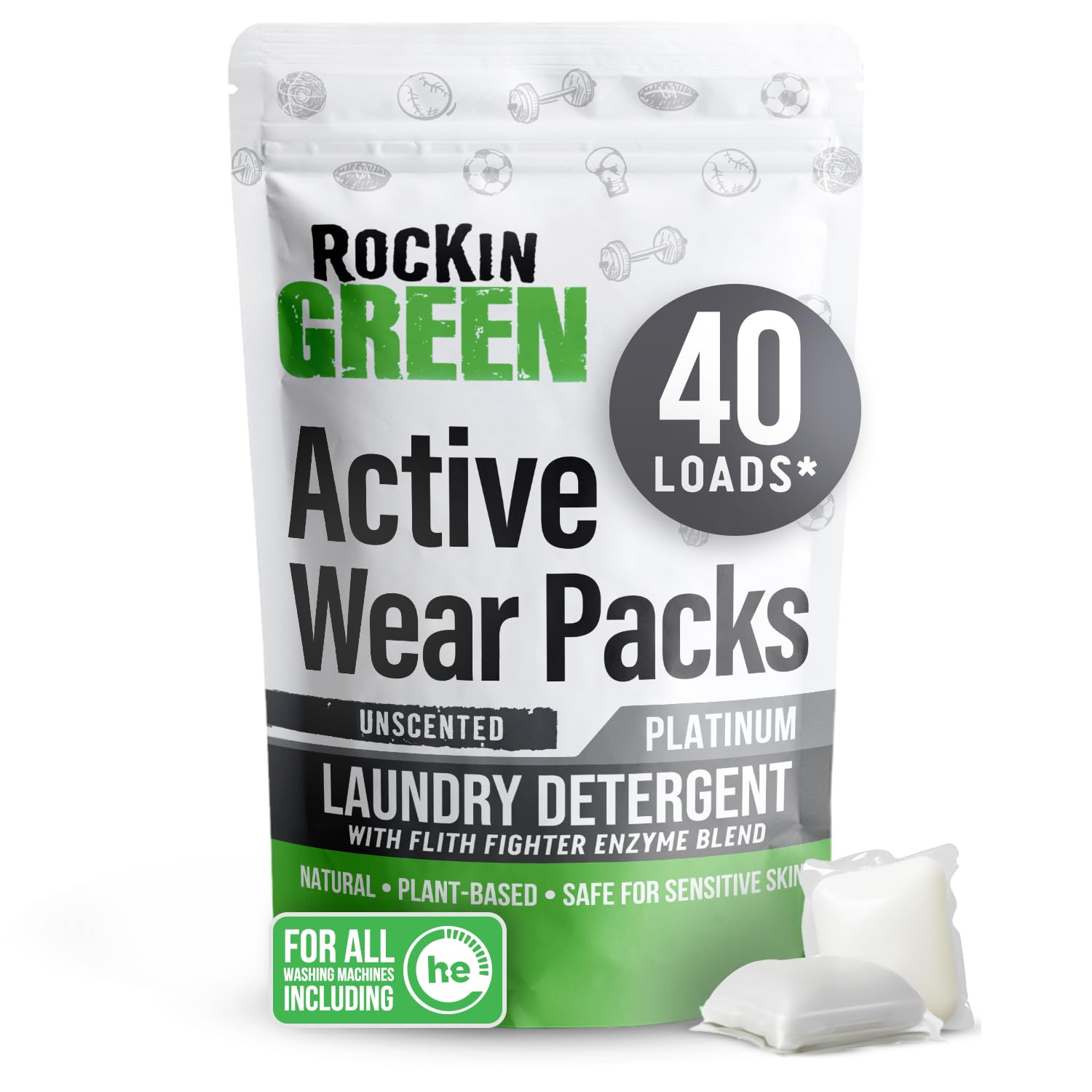 Rockin' Green Laundry Detergent Pods, Plant-based, All Natural, Vegan ...