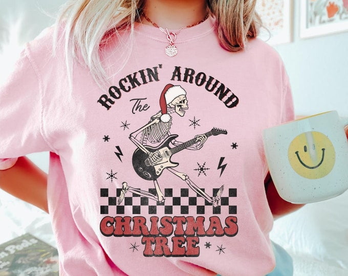 Rockin Round the Christmas Tree Shirt, Rocking Around Guitar Xmas ...