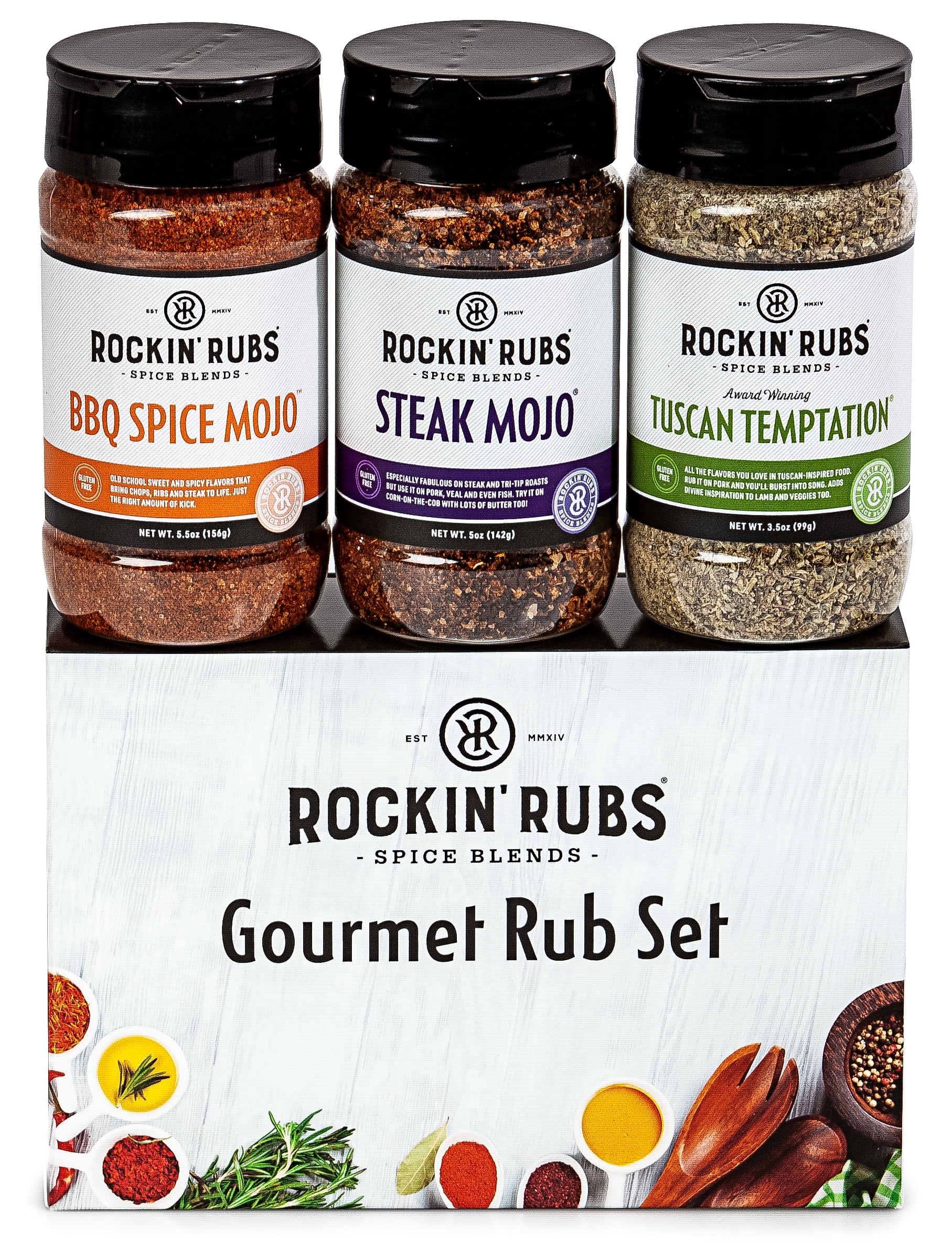 Rockin' Rubs Gourmet Seasoning Gift Set - 3 Full-Size Jars - Steak Mojo ...