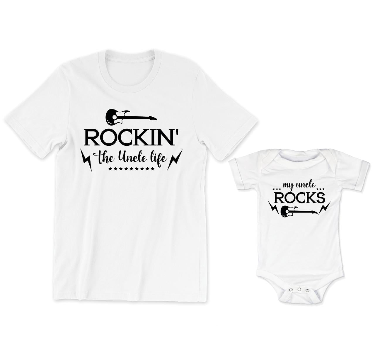 Rockin The Uncle Life Men's T-Shirt Men's T-Shirt Guitar Music Graphic ...