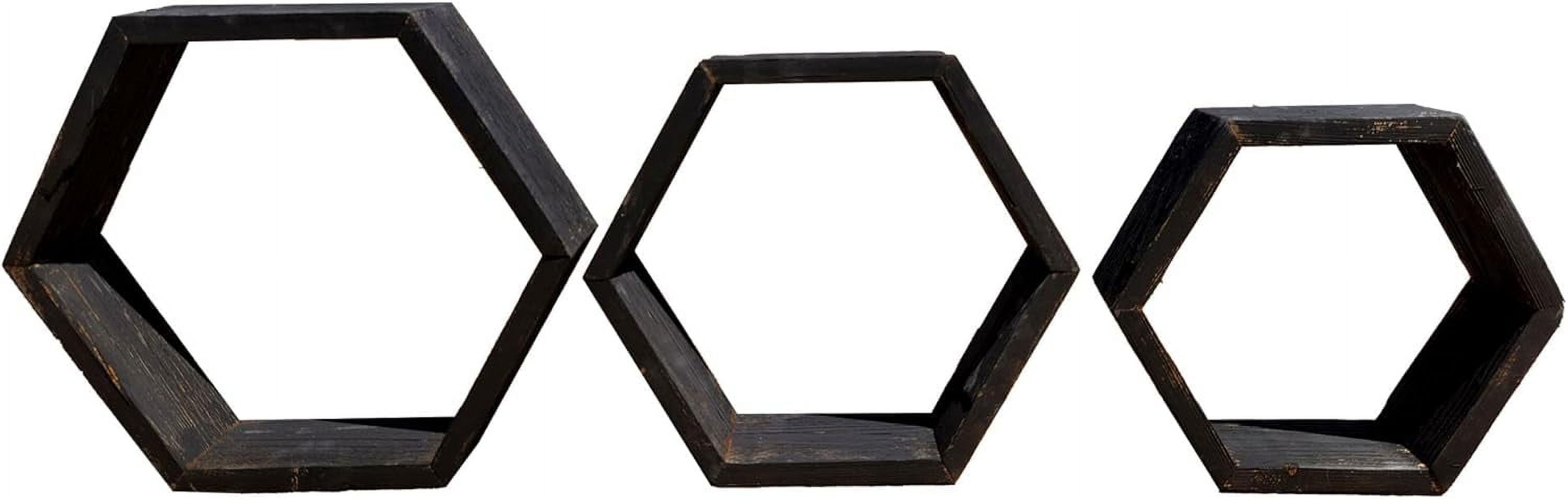 Rockin' Wood Rustic Reclaimed Wood Hexagon Shelves Set of 3 | Farmhouse ...