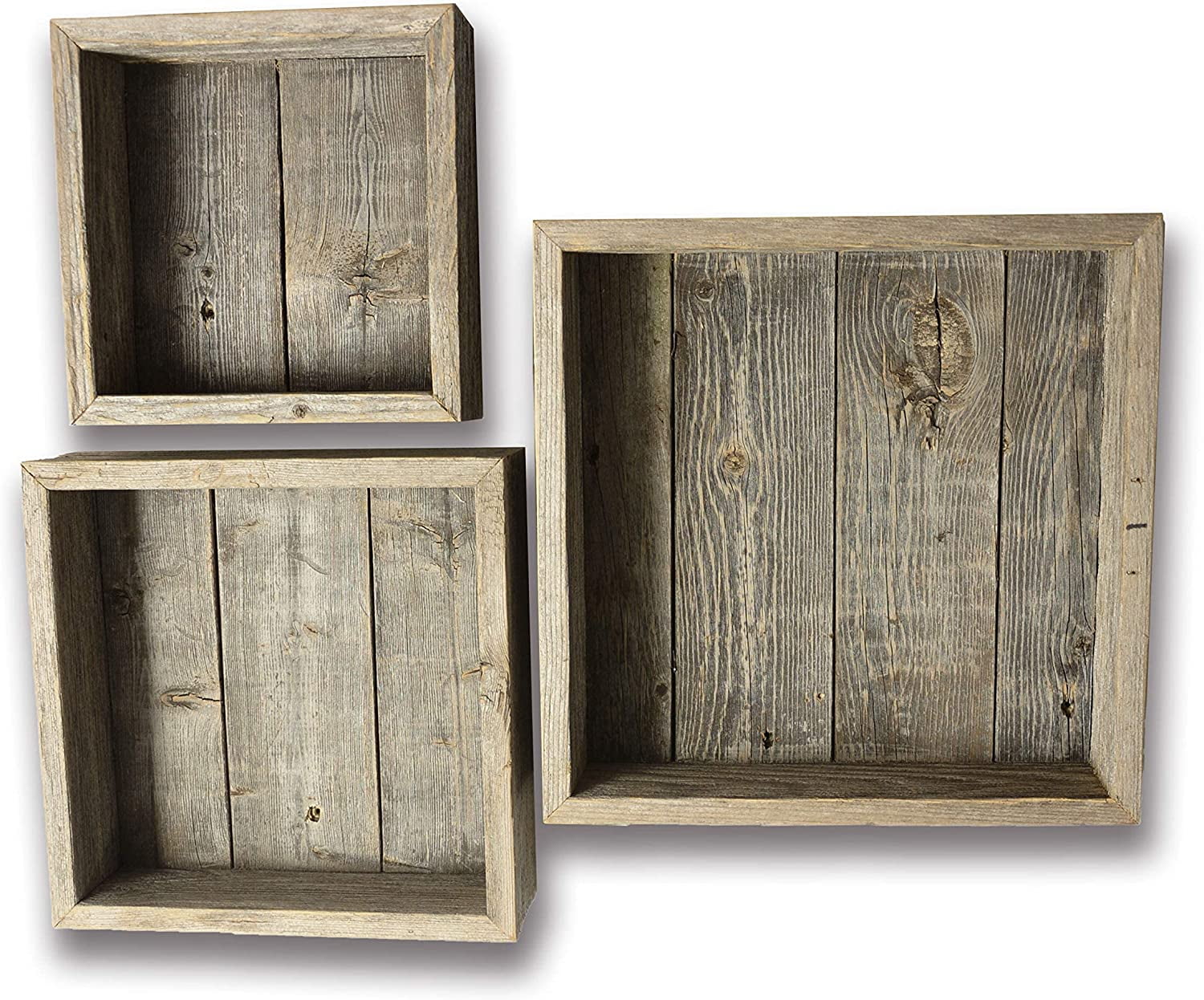 Rockin' Wood Rustic Wood Shadow Box Floating Shelves with Wood Backing ...