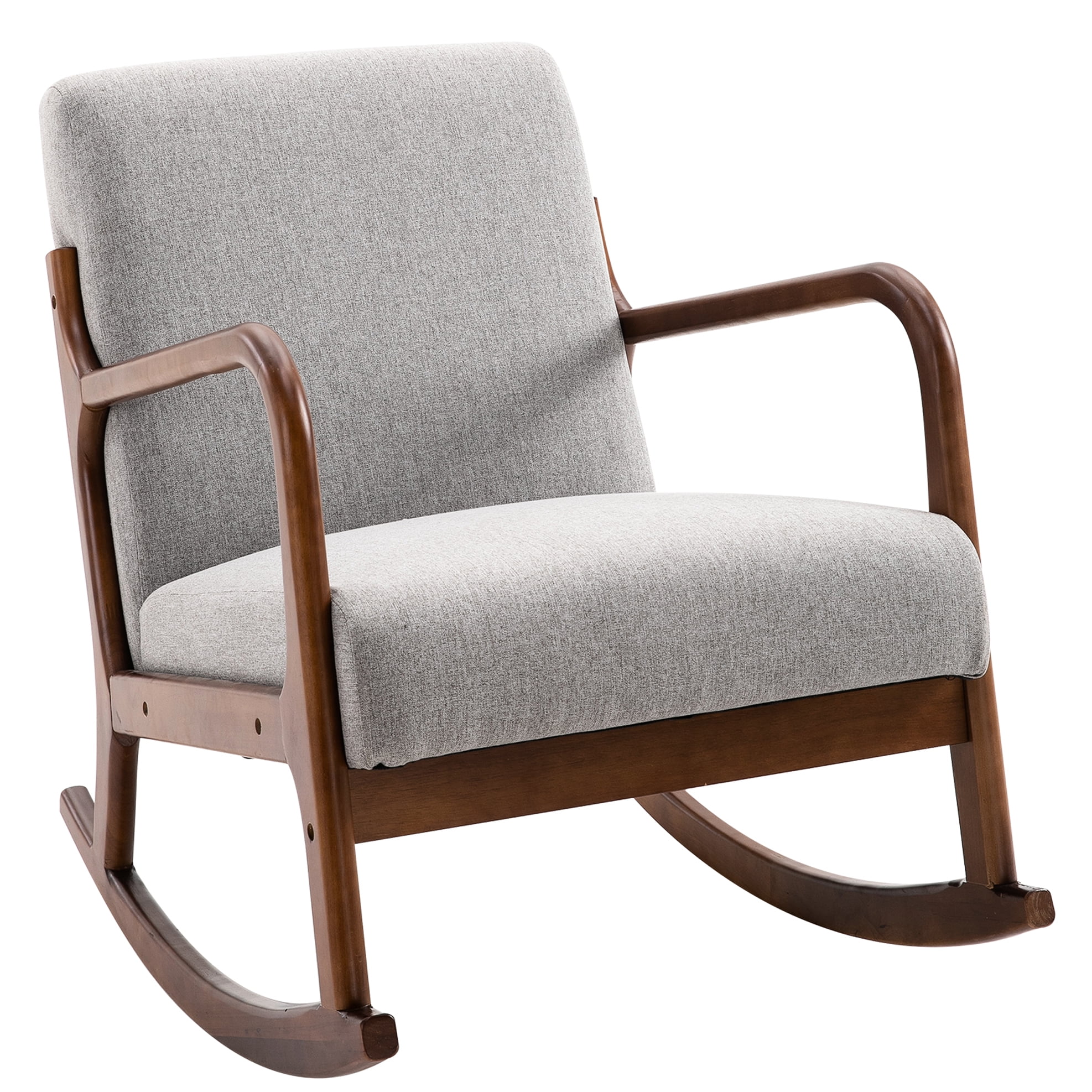 Rocking Armchair With Grey Linen Seat By - Comfortable Seating For Home ...