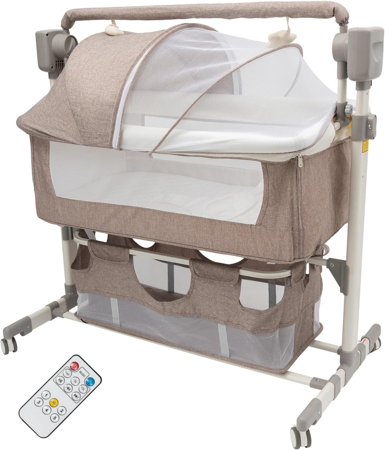 Rocking Bassinet Electric Baby Bassinet Automatic Bedside Bassinet 2 in ...