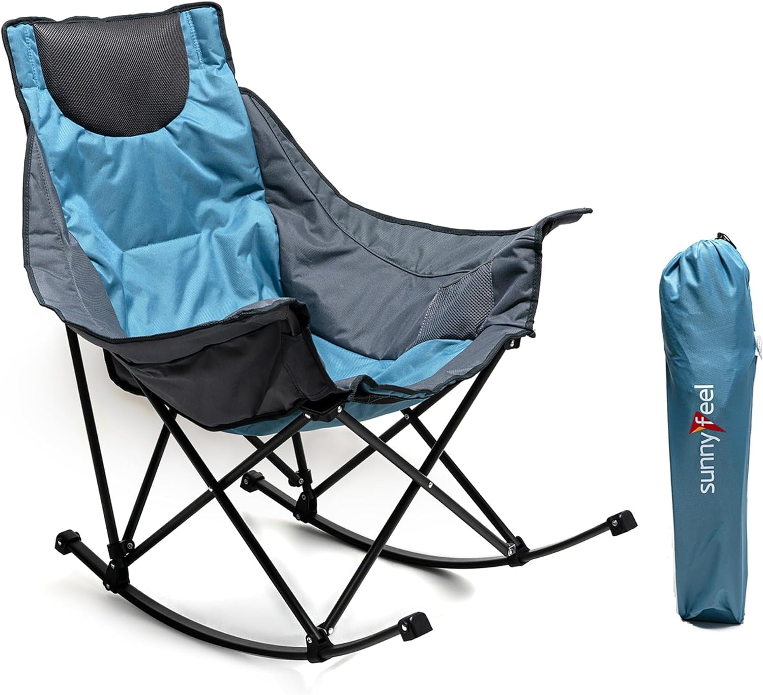 Rocking Camping Chair, Luxury Padded Recliner, Oversized Folding Lawn ...
