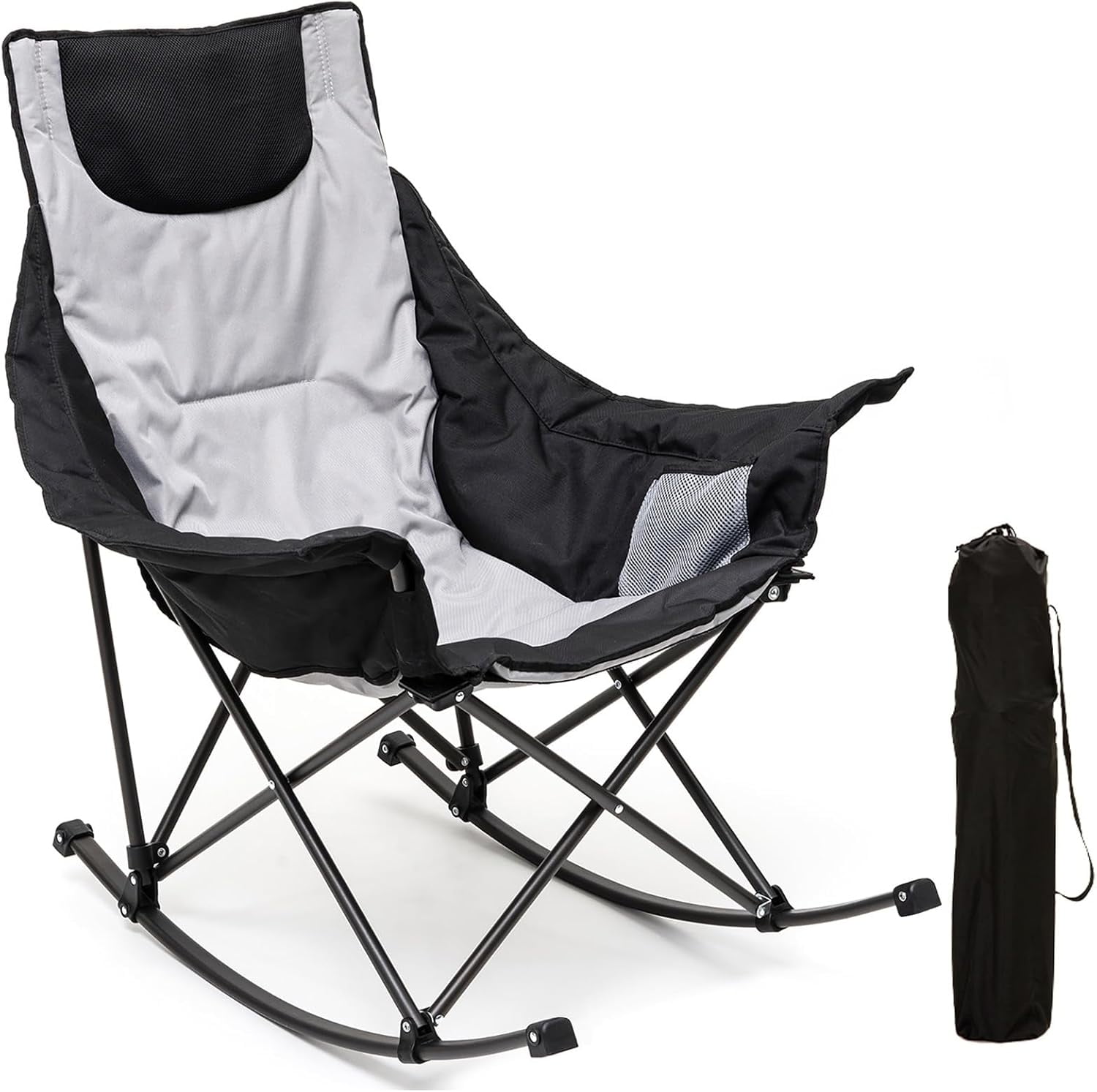 Rocking Camping Chair, Luxury Padded Recliner, Oversized Folding Lawn ...