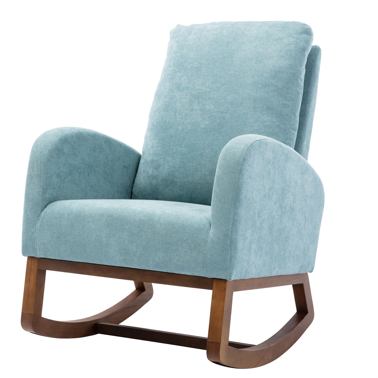 Rocking Chair, Comfortable Accent Armchair with Solid Wood Base ...