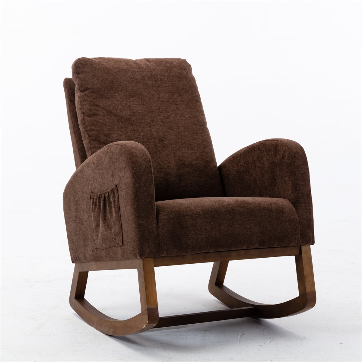 Rocking Chair, Comfortable Accent Armchair with Solid Wood Base ...