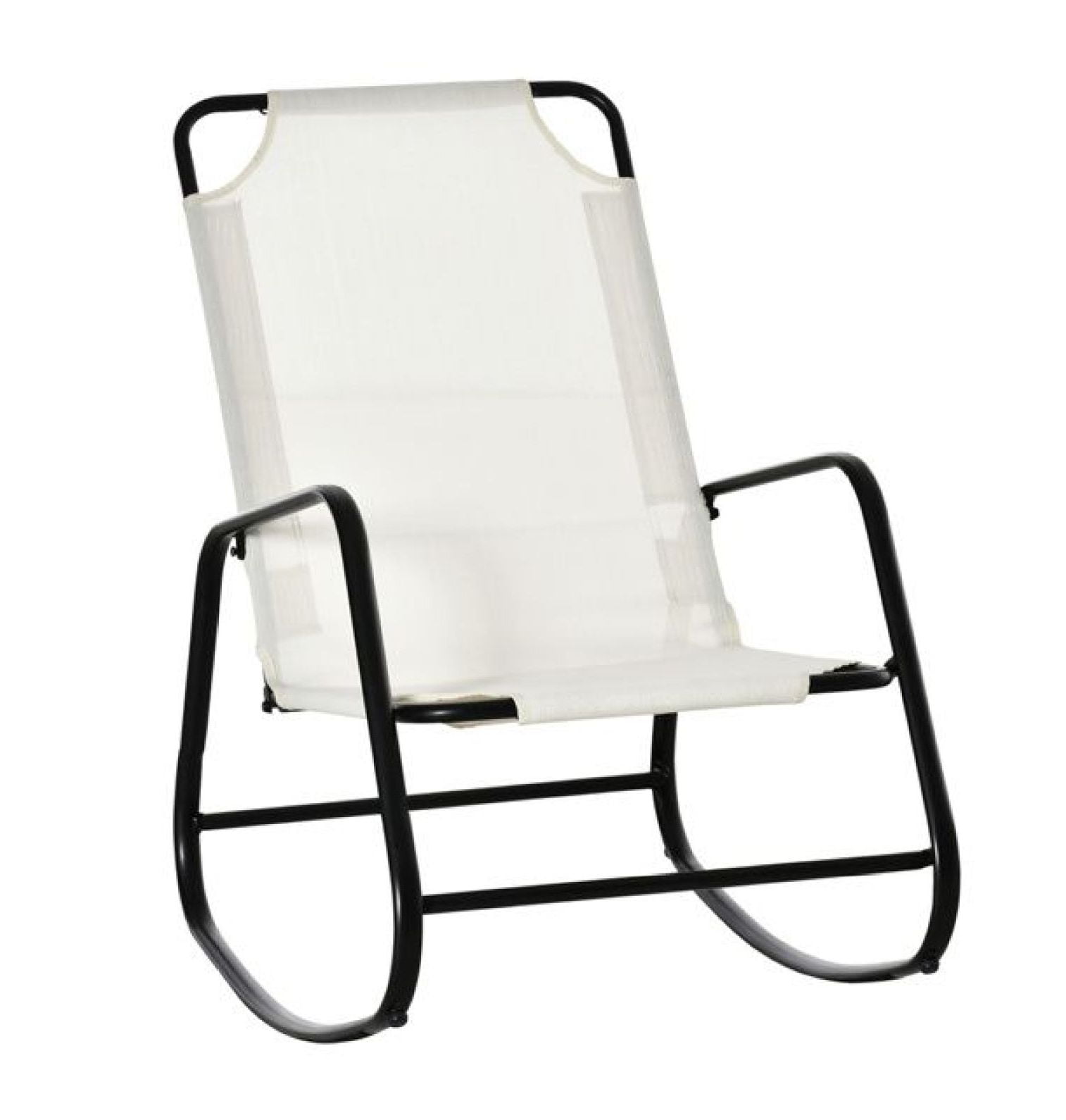 Rocking Chair, Cream White Outdoor Patio Chair, Steel Frame Rocking ...