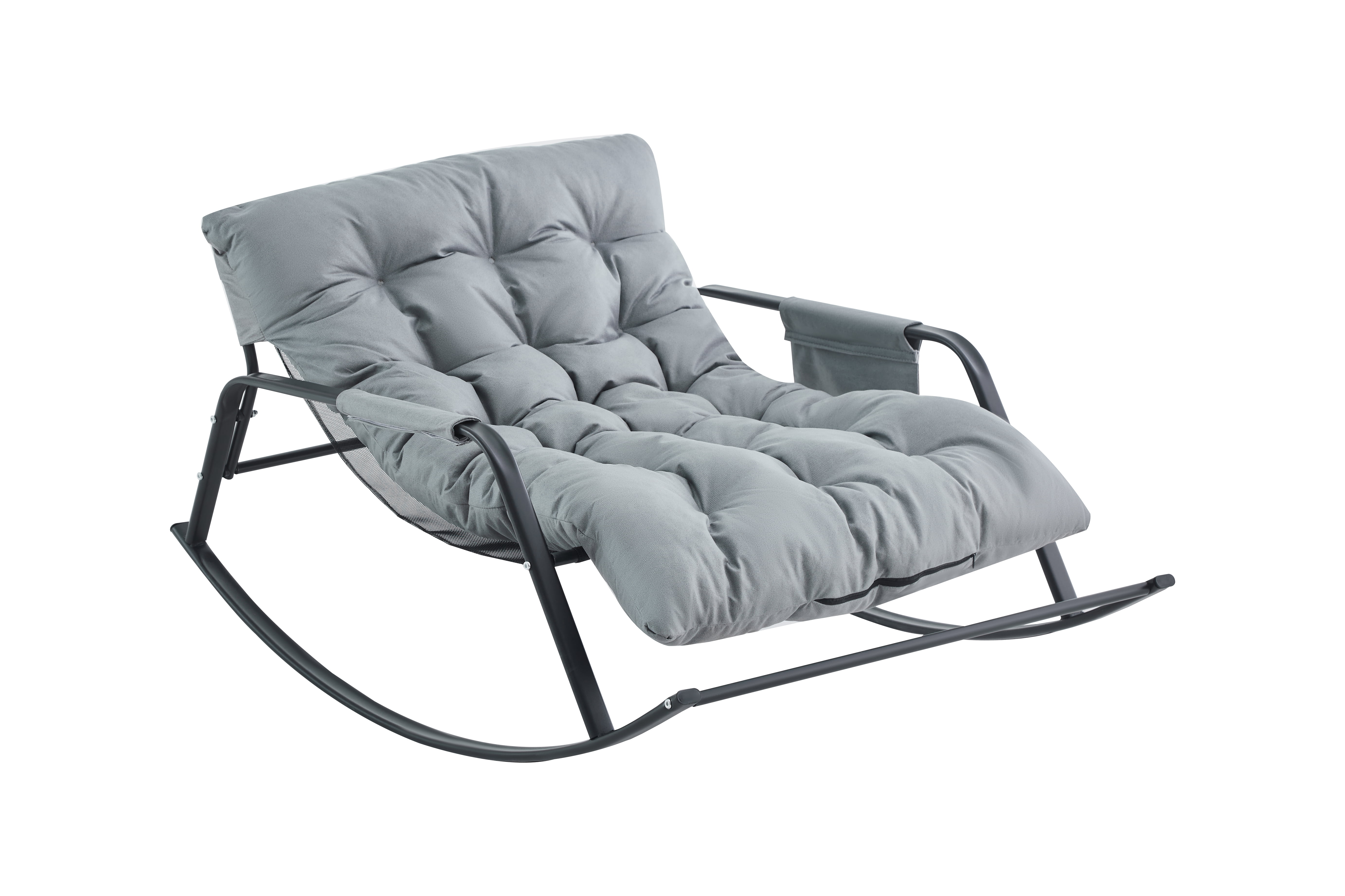 Rocking Chair with Extra-Wide Technical Leather Upholstered Gliding ...