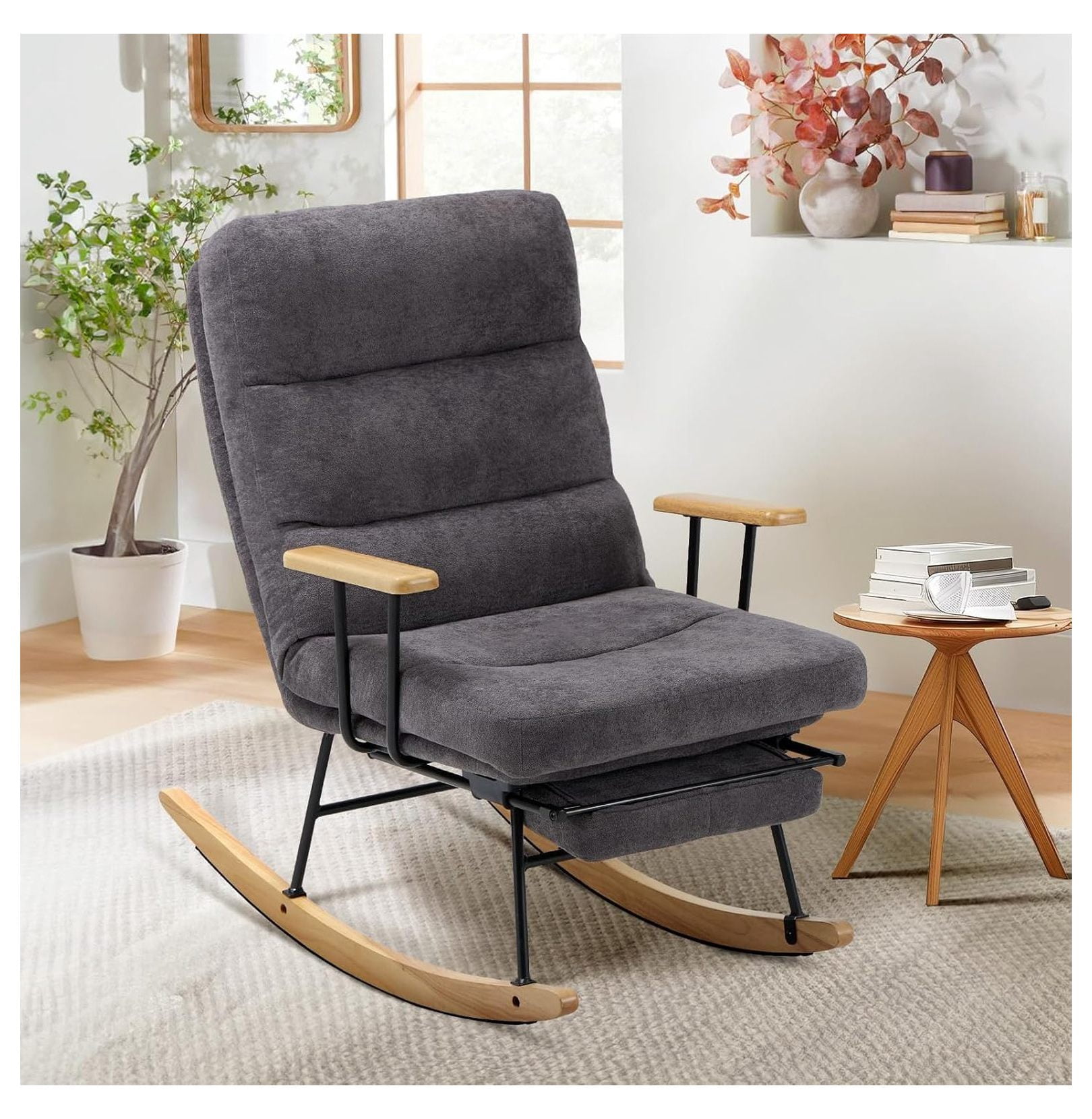 Rocking Chair with Footrest-Glider Rocking Chair with Retractable ...