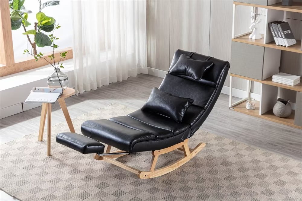 ARCTICSCORPION Rocking Recliner Chair, PU Upholstery, Soft Headrest ...