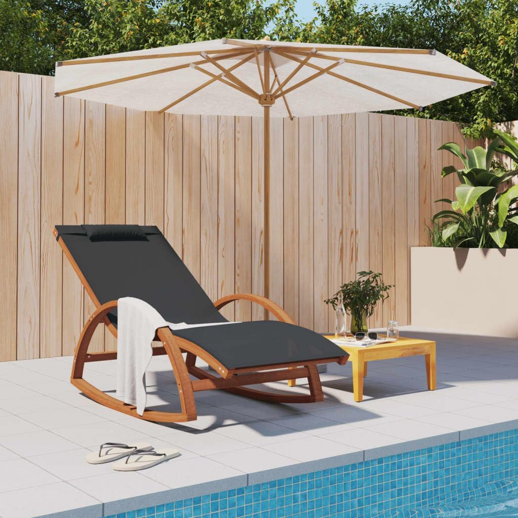 Rocking Chair Gray Textilene and Solid Wood Poplarportable Beach Chair ...