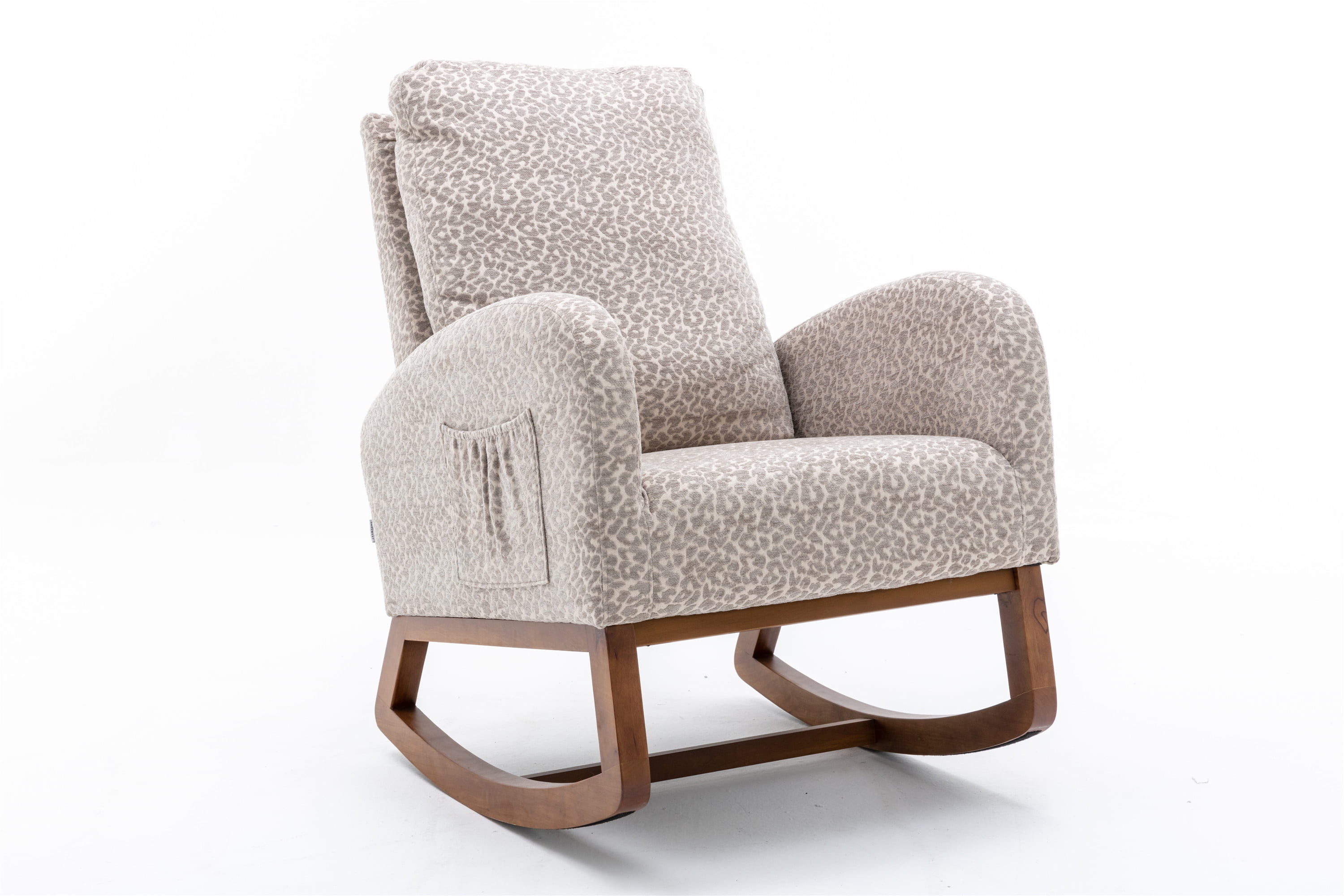 Rocking Chair with High Backrest and Armrests, Upholstered Nursery ...