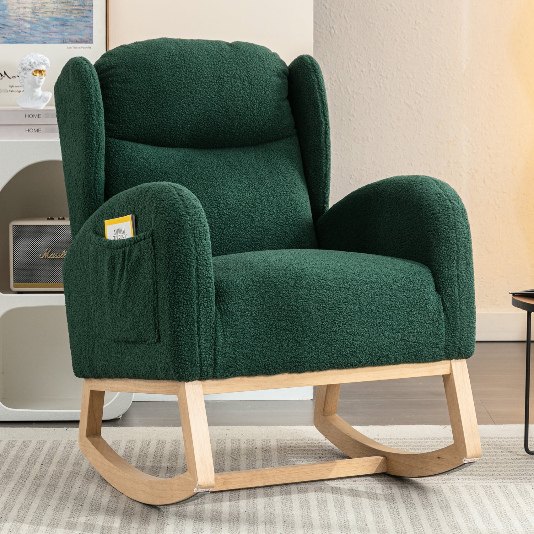 Rocking Chair | Ideal for Living Room and Bedroom Use | Teddy Fabric ...