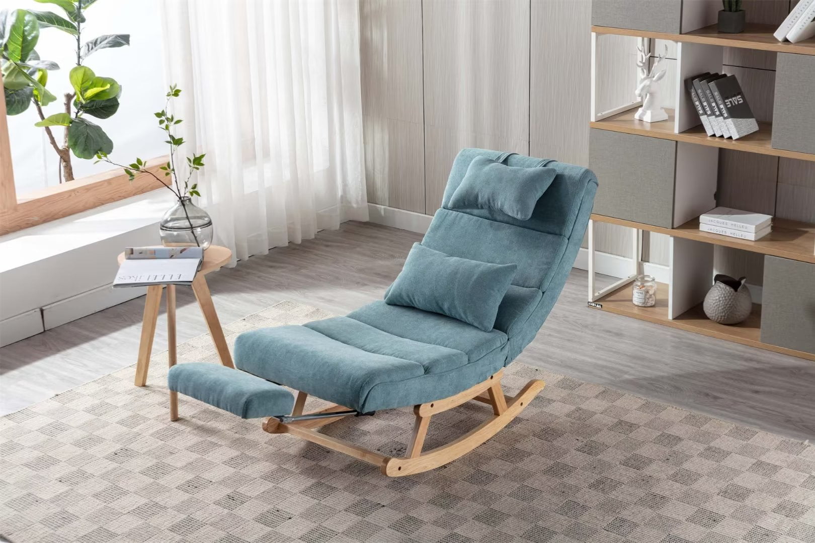 Rocking Chair Lounge Chair, Modern Accent Rocker Armchair with Waist ...