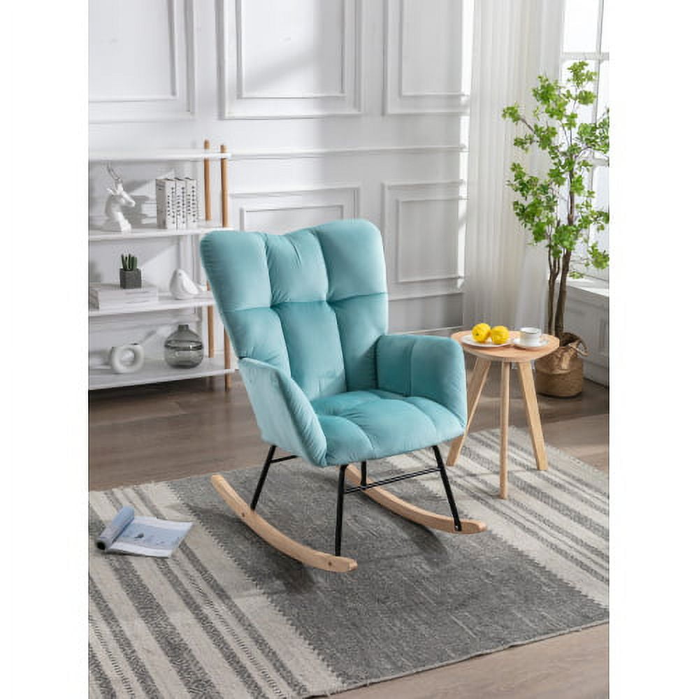Rocking Chair, Mid Century Velvet Tufted Upholstered Accent Rocker ...