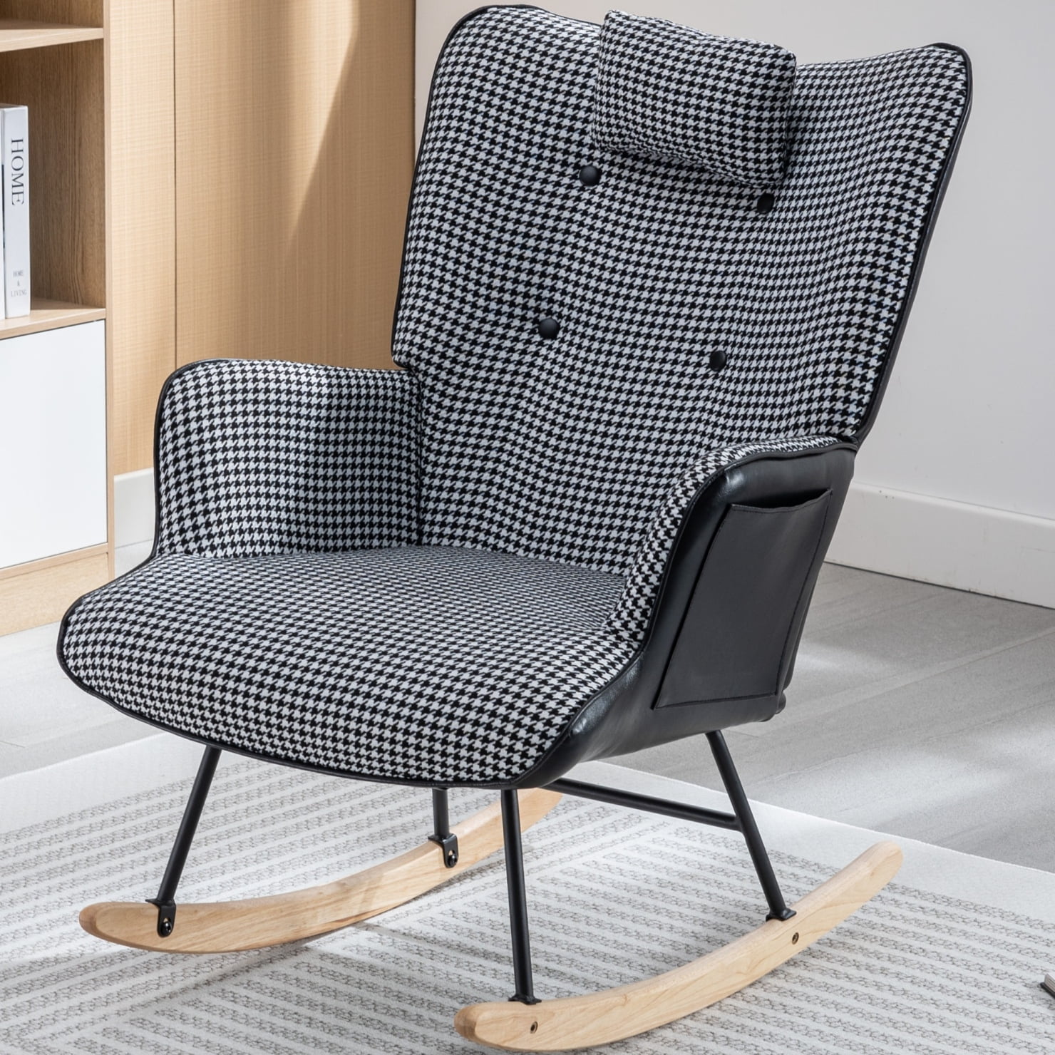 Rocking Chair, Modern Fabric Upholstered Accent Glider Rocker with ...