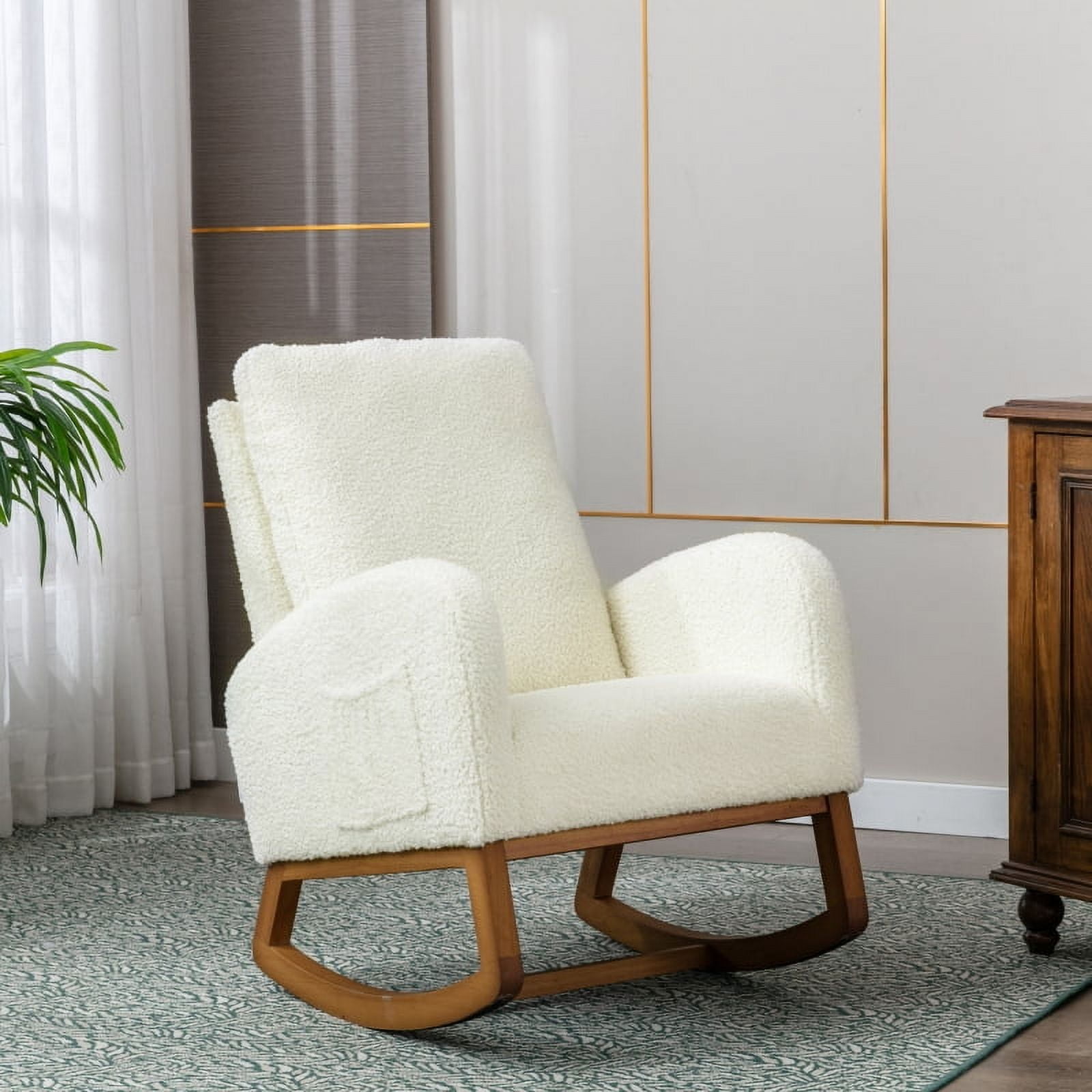 Rocking Chair, Modern Glider Chair, Recliner Armchair with Wood Legs ...