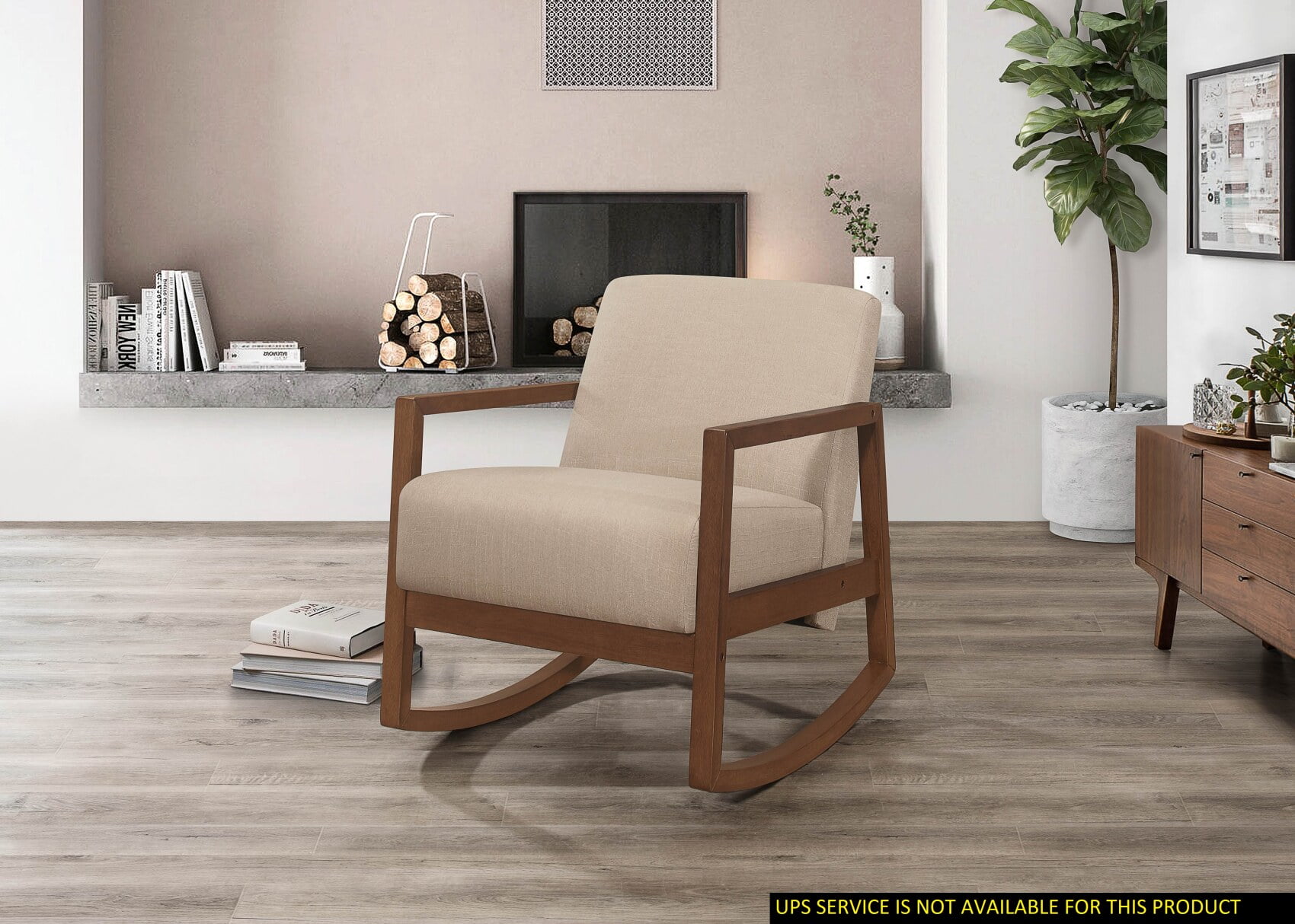 Rocking Chair, Modern Rocker Accent Chair with Hardwood Frame and Side ...